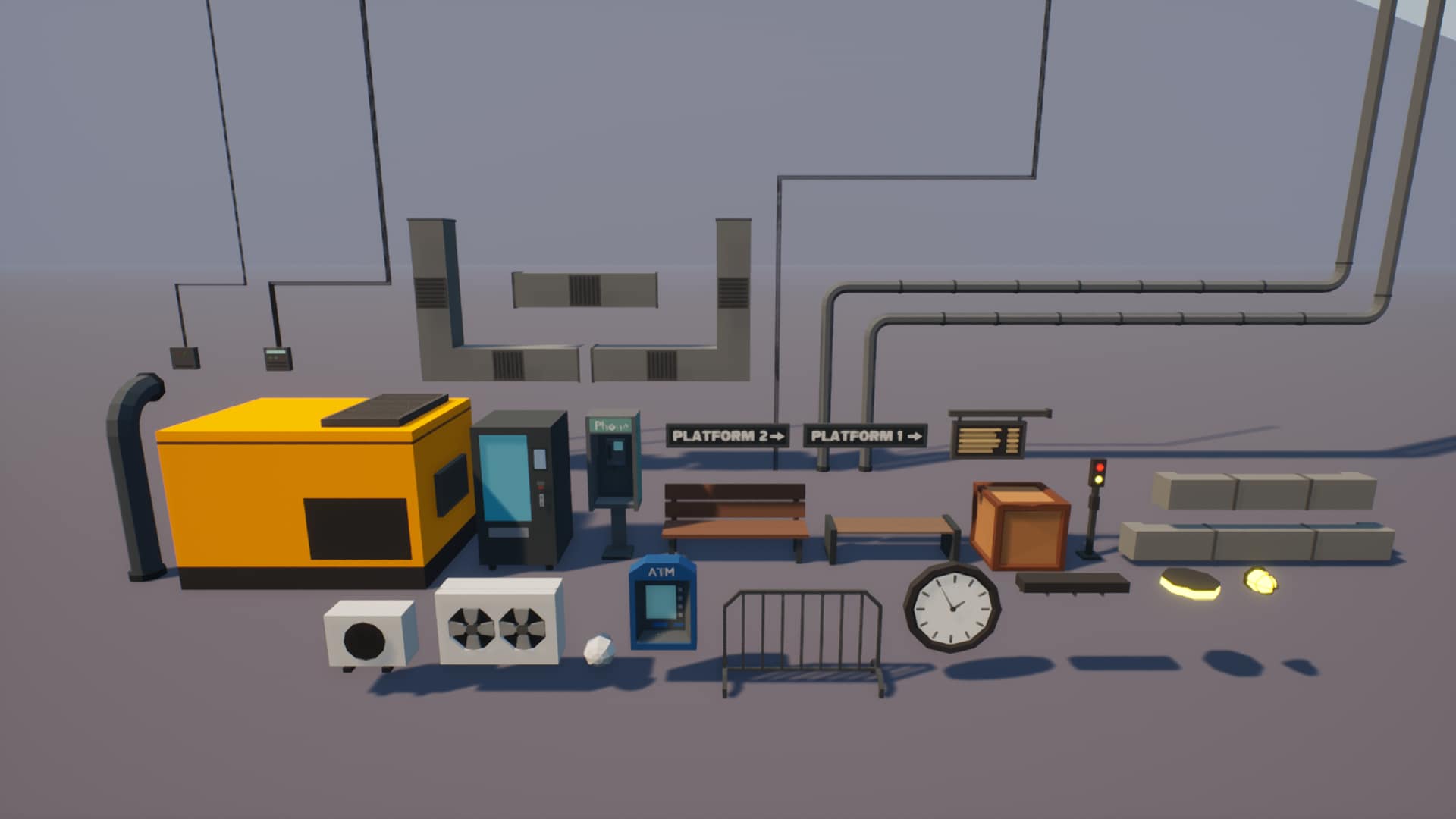 在环境创建的Low Poly FPS Map Vol.5 - Shooter Railway Station Map - 虚幻引擎商城