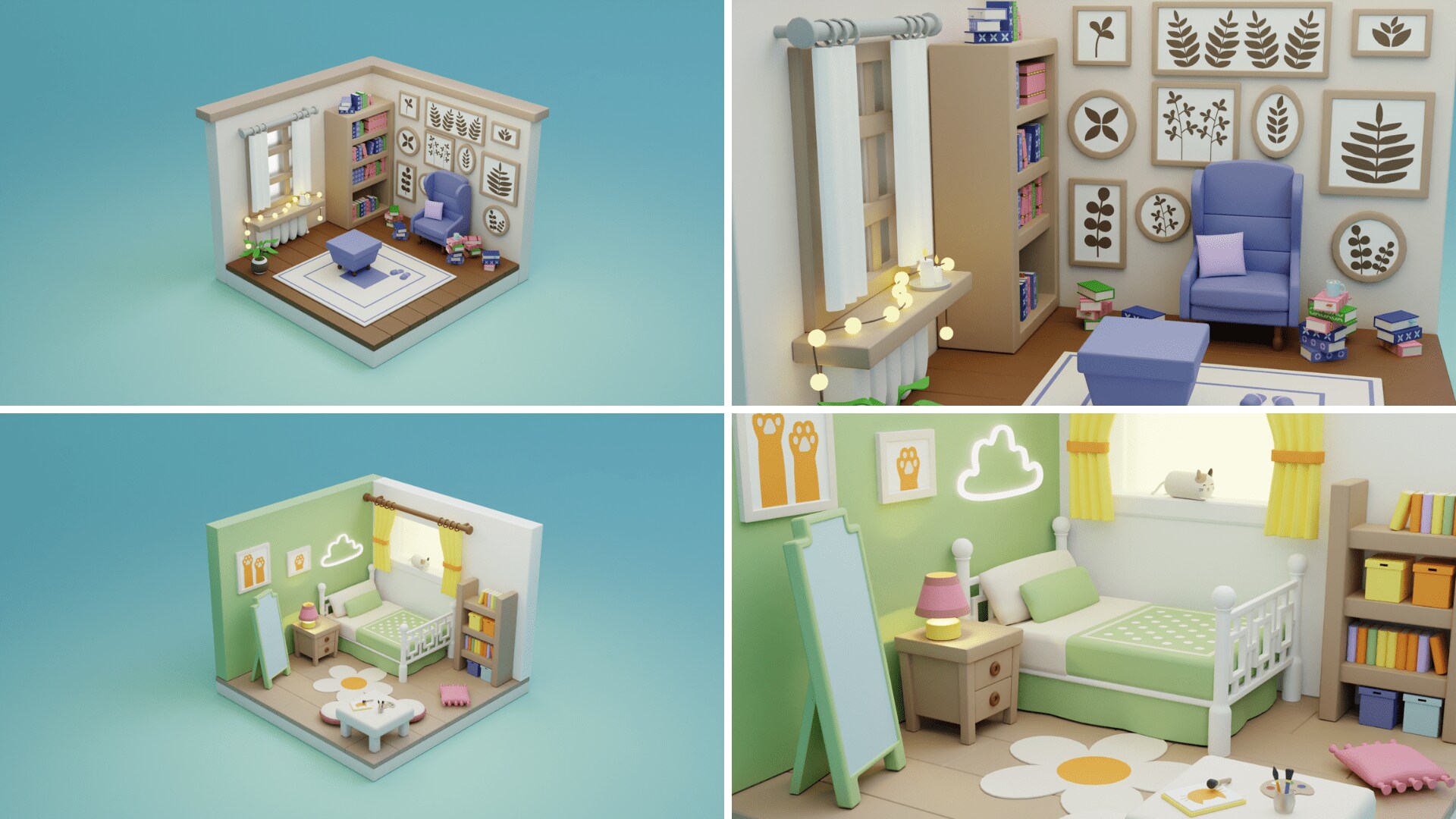 BIG PACK Cozy Cartoon Rooms Interiors in Props - UE Marketplace