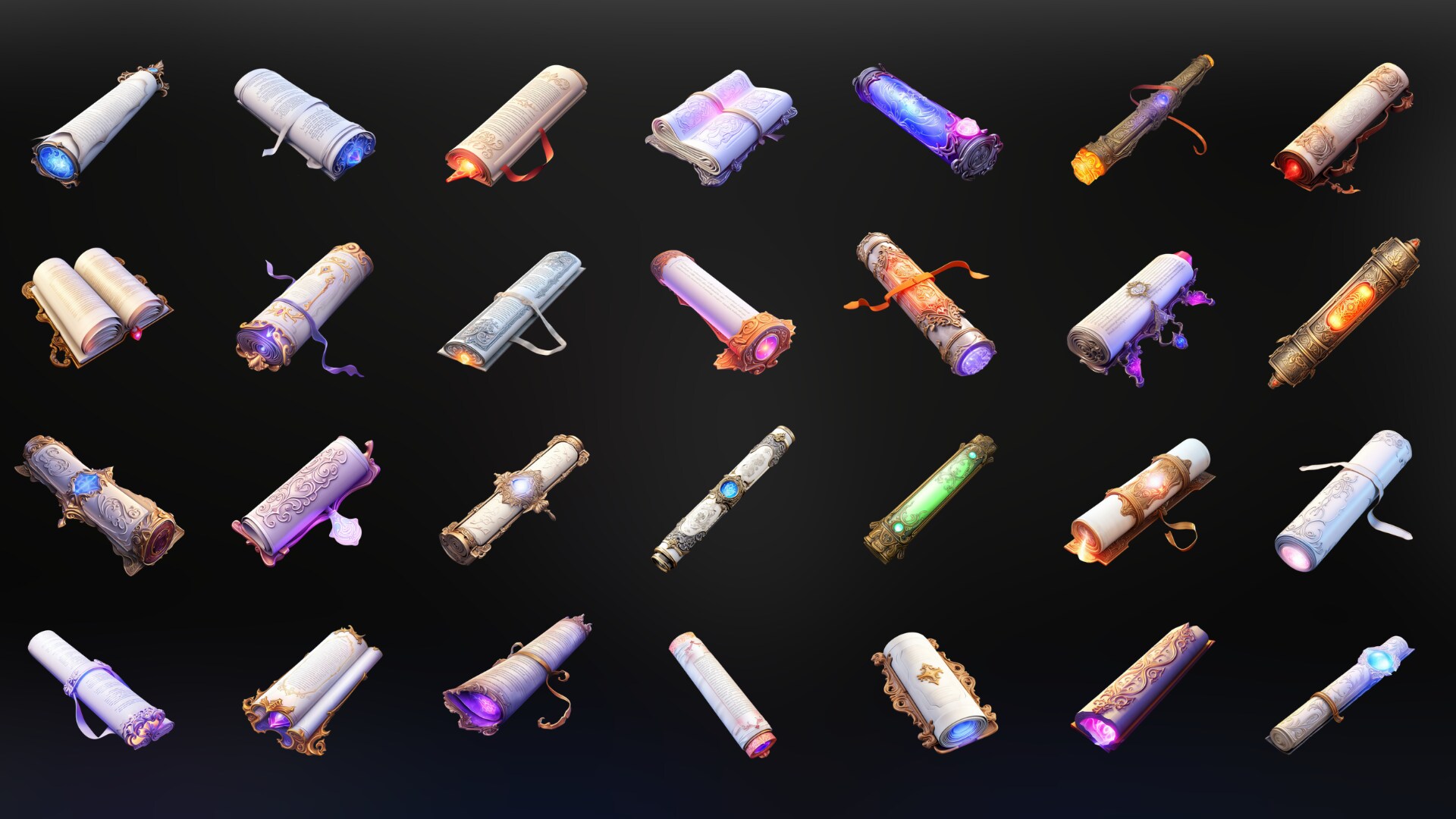 在二维资源创建的Fantasy Scrolls V3 - Icon Pack - 虚幻引擎商城