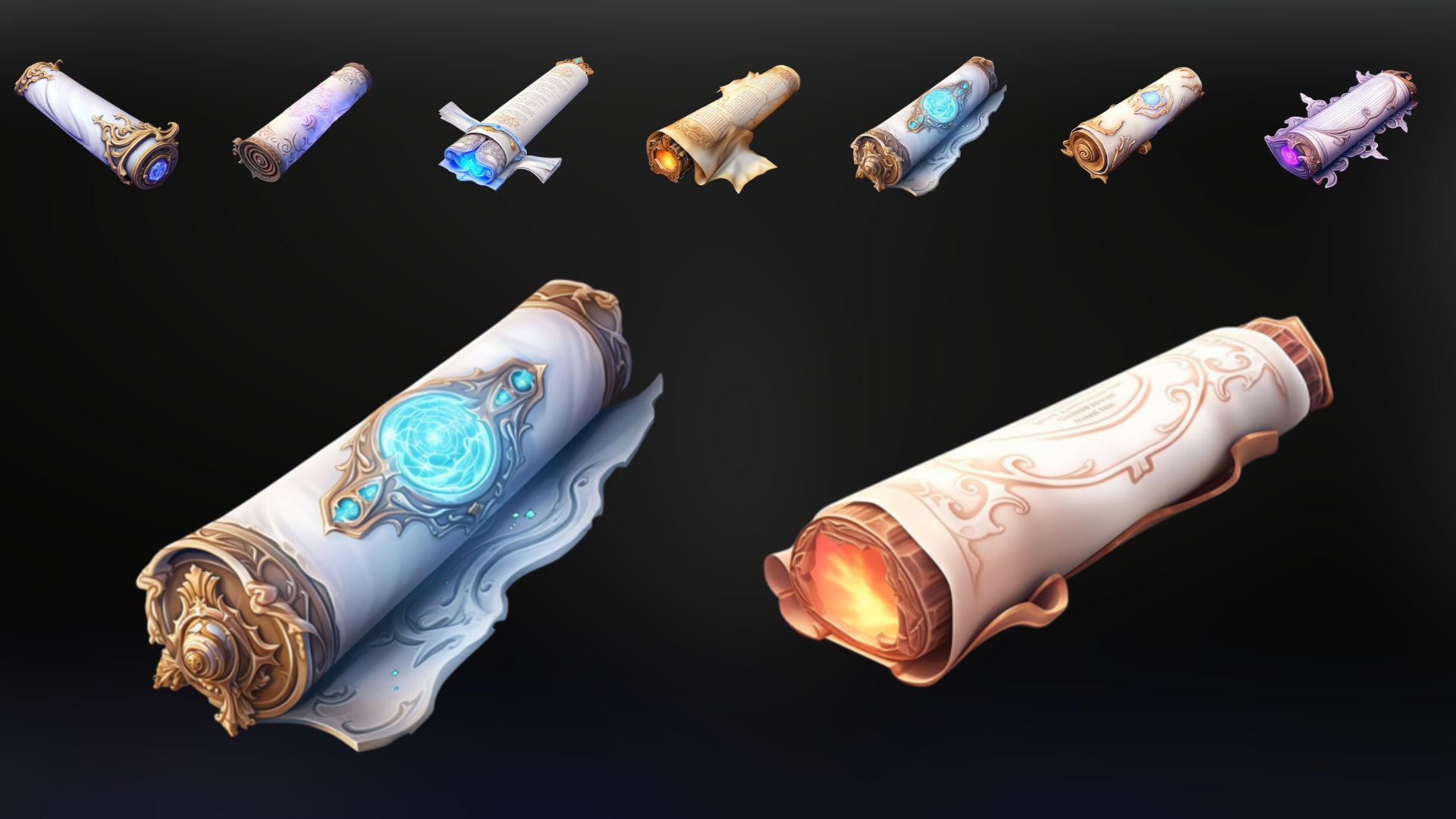 在二维资源创建的Fantasy Scrolls V3 - Icon Pack - 虚幻引擎商城