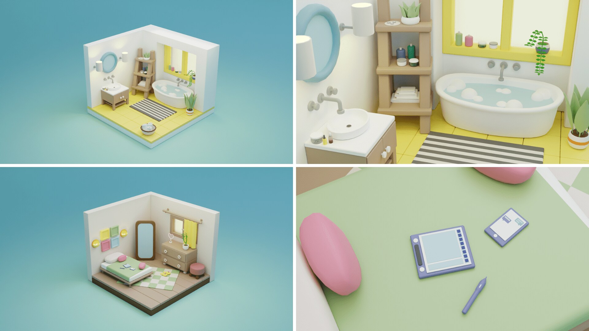 BIG PACK Cozy Cartoon Rooms Interiors in Props - UE Marketplace