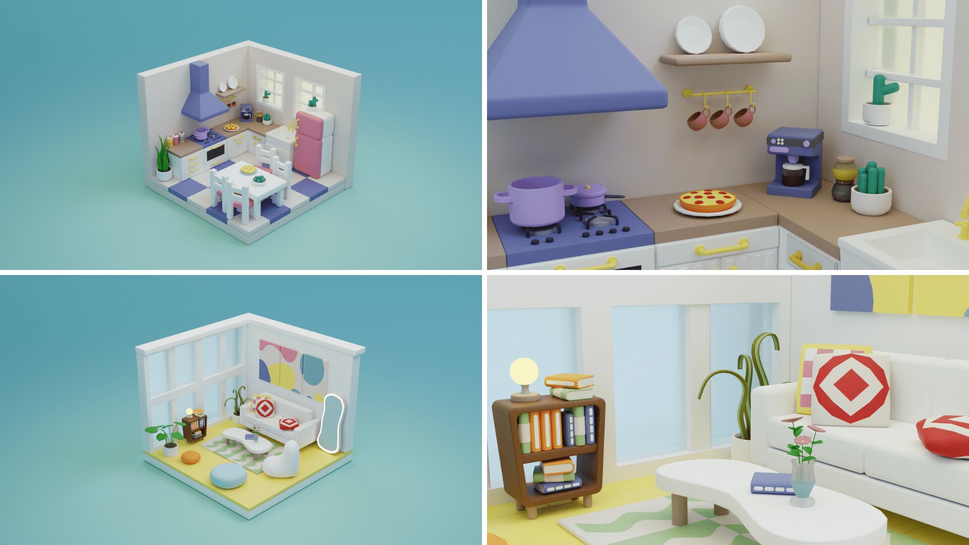BIG PACK Cozy Cartoon Rooms Interiors in Props - UE Marketplace