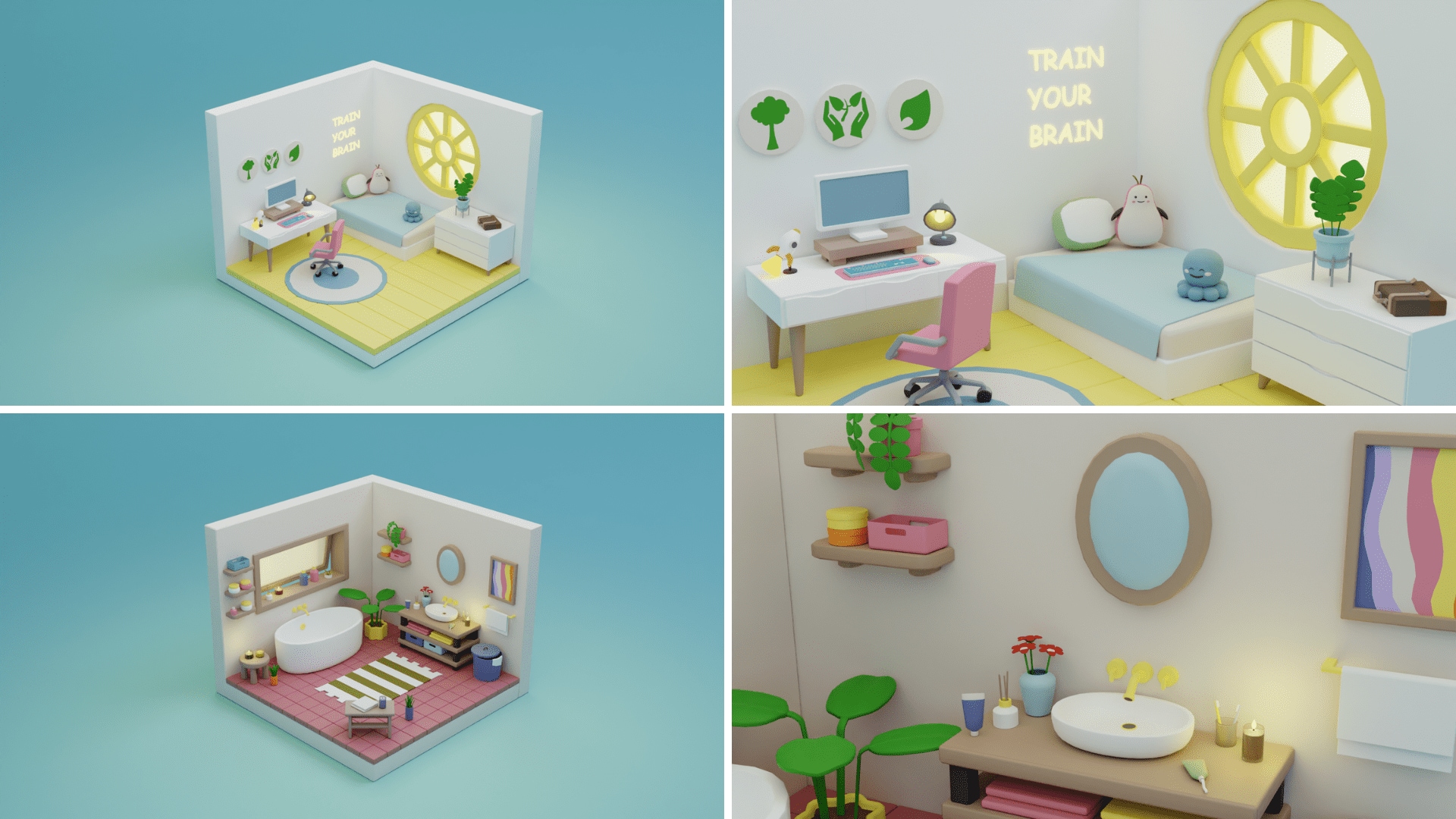 BIG PACK Cozy Cartoon Rooms Interiors in Props - UE Marketplace
