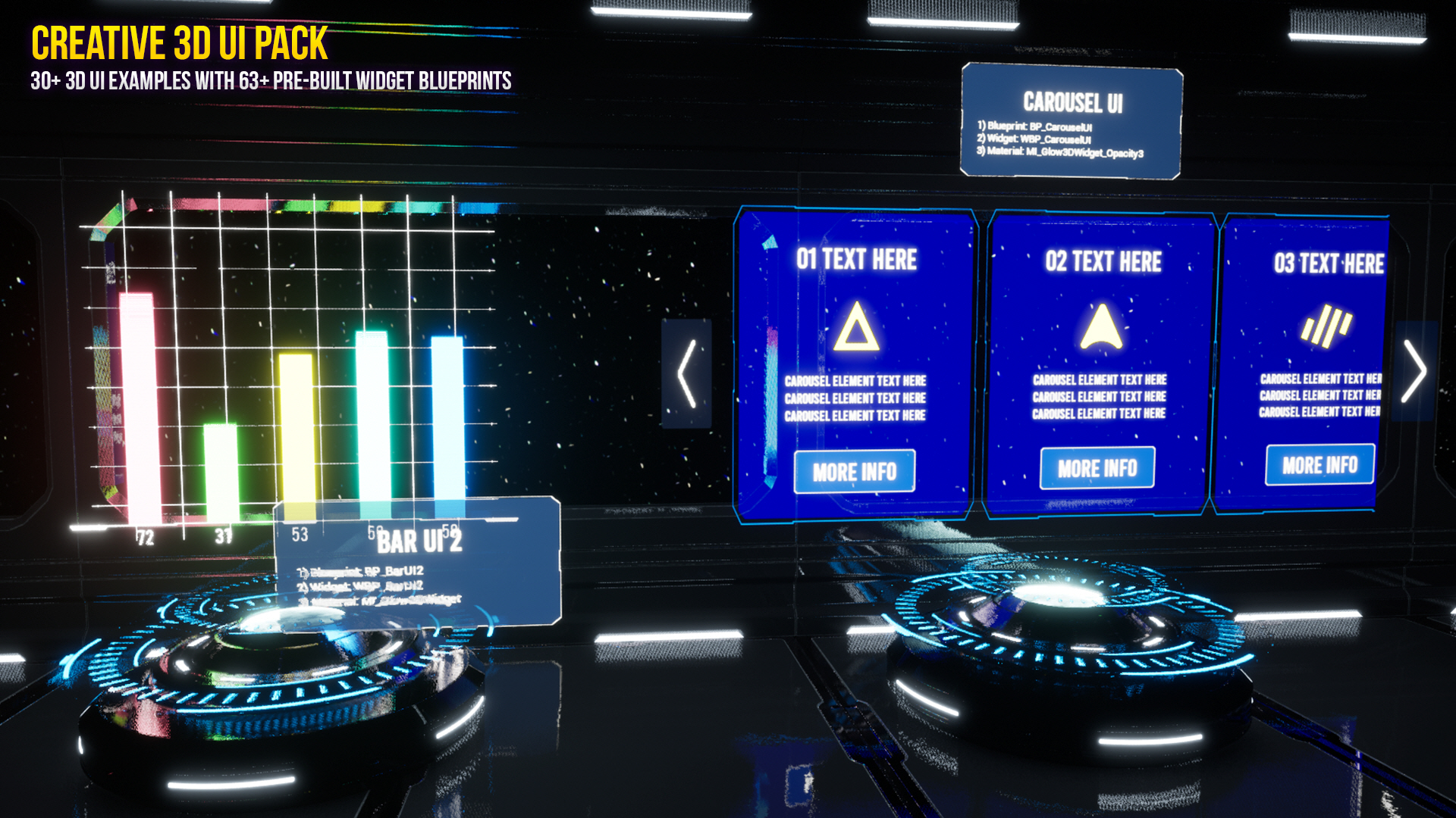 Interactive and Customizable 3D UI Pack