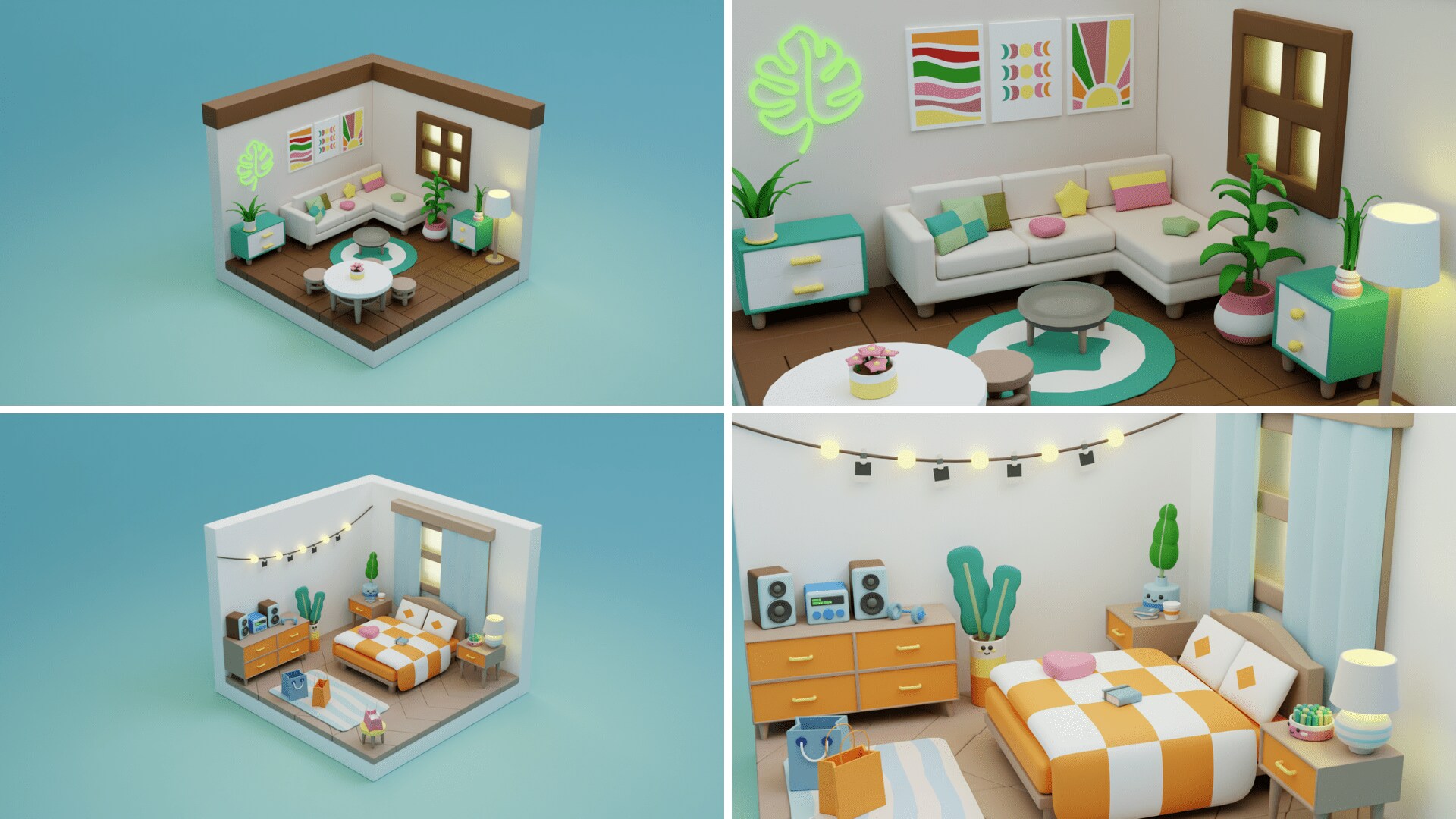 BIG PACK Cozy Cartoon Rooms Interiors in Props - UE Marketplace