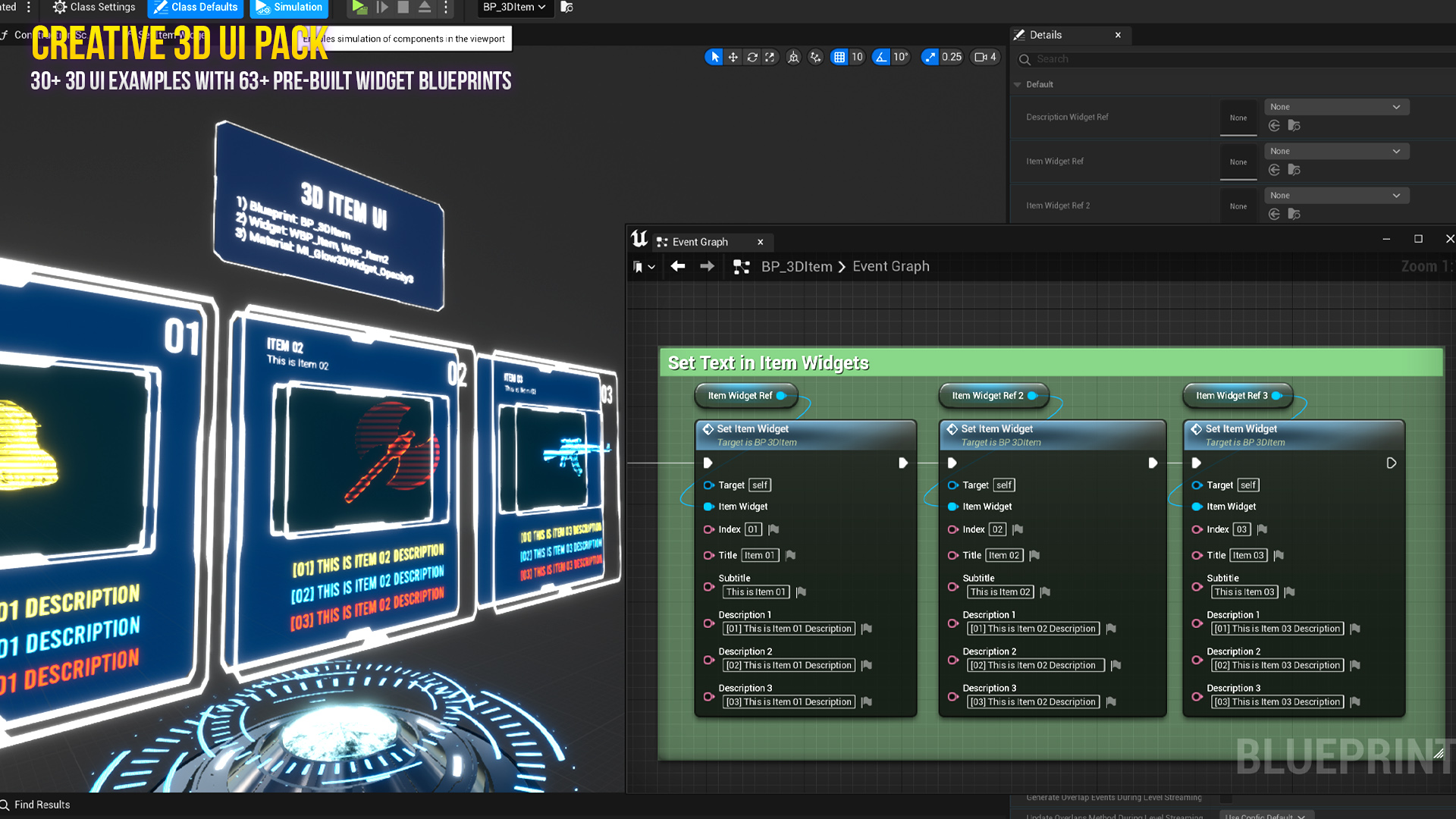 Interactive and Customizable 3D UI Pack