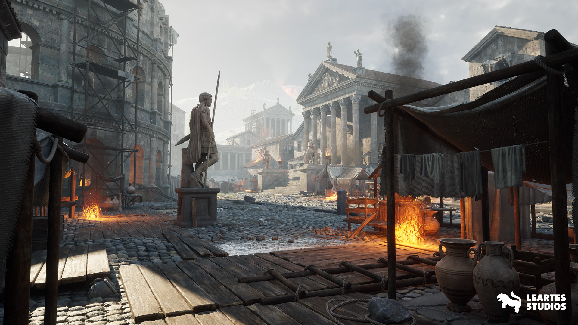 Roman Volcanic Temple ( Ancient Medieval Village Greek Buildings City ...