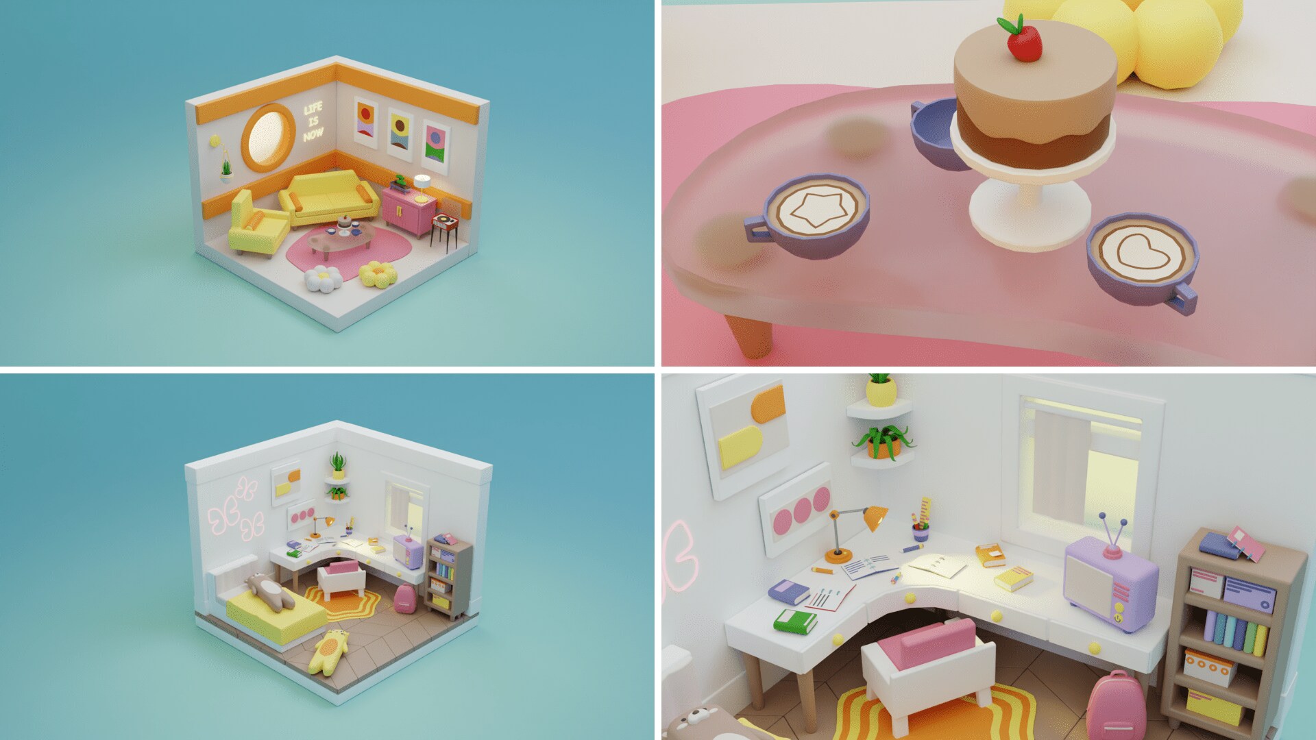 BIG PACK Cozy Cartoon Rooms Interiors in Props - UE Marketplace