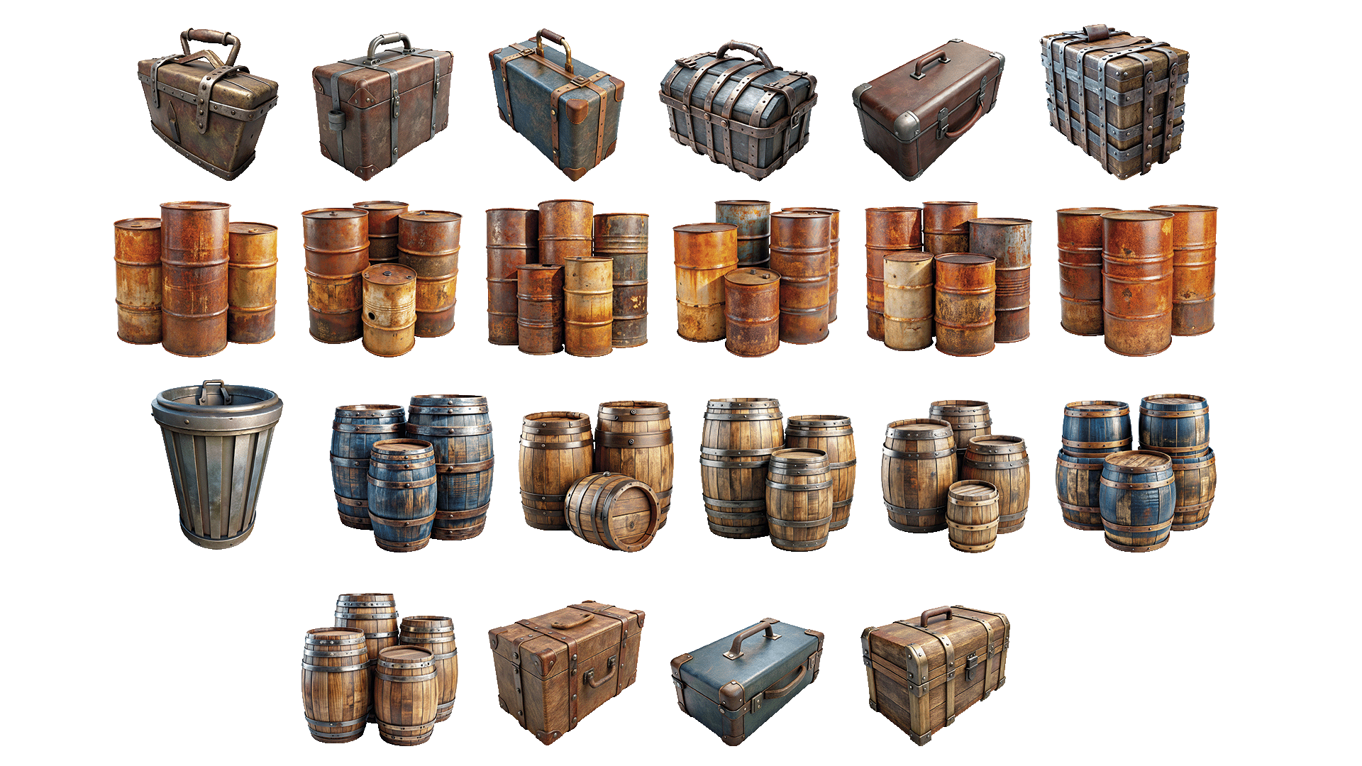 在二维资源创建的2D - 132 barrels, cans, containers, tanks - 虚幻引擎商城