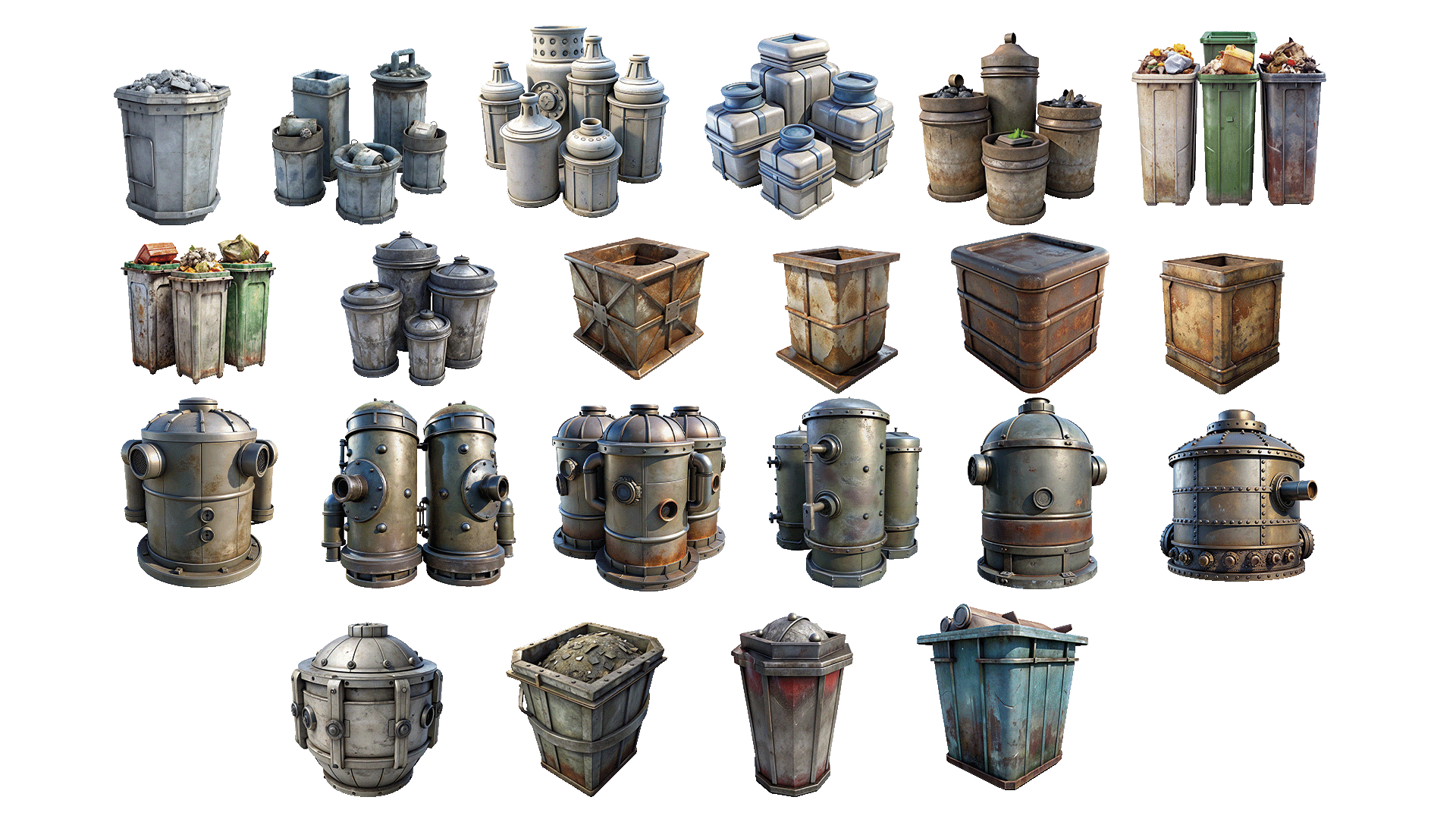 在二维资源创建的2D - 132 barrels, cans, containers, tanks - 虚幻引擎商城