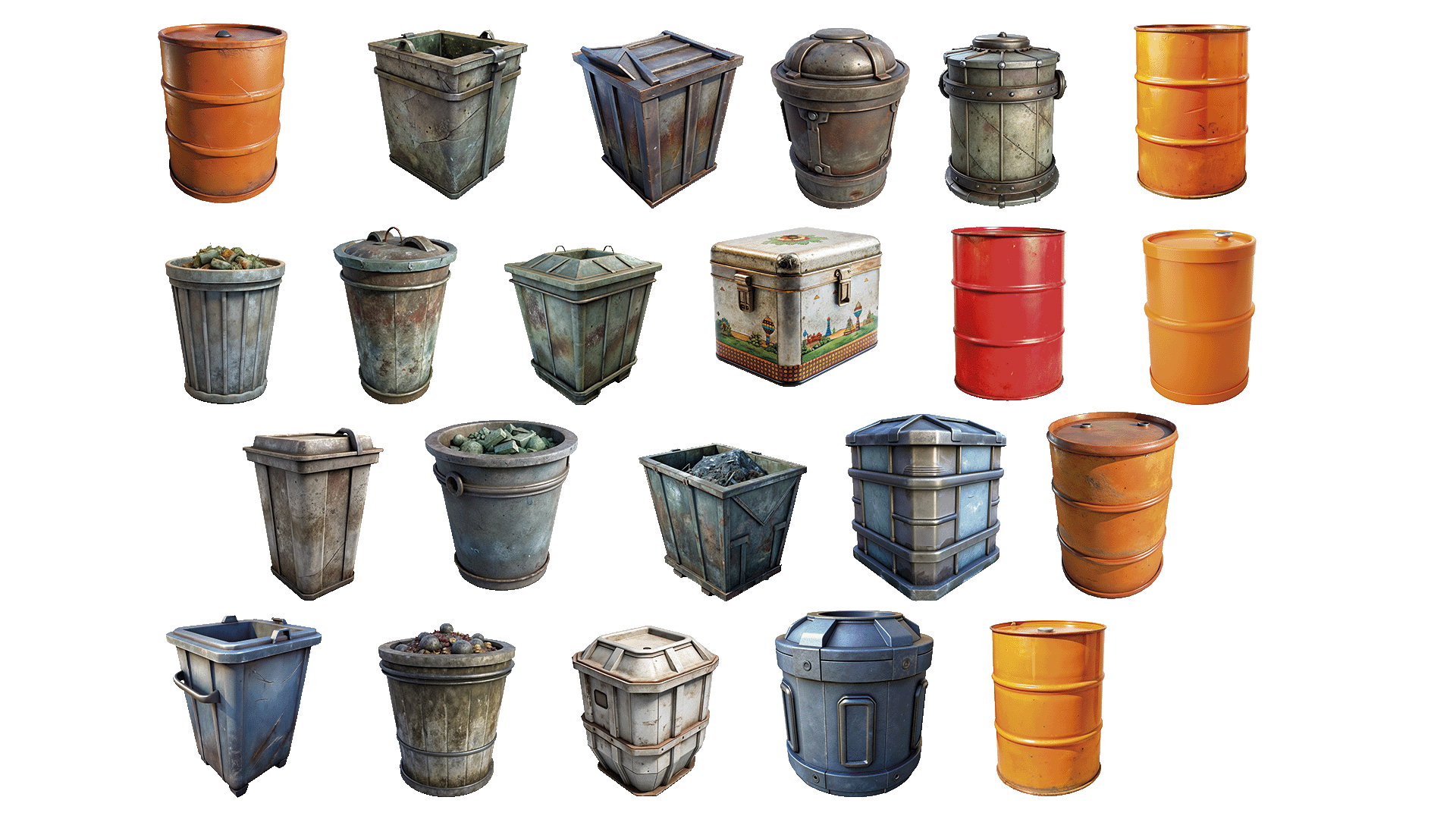 在二维资源创建的2D - 132 barrels, cans, containers, tanks - 虚幻引擎商城