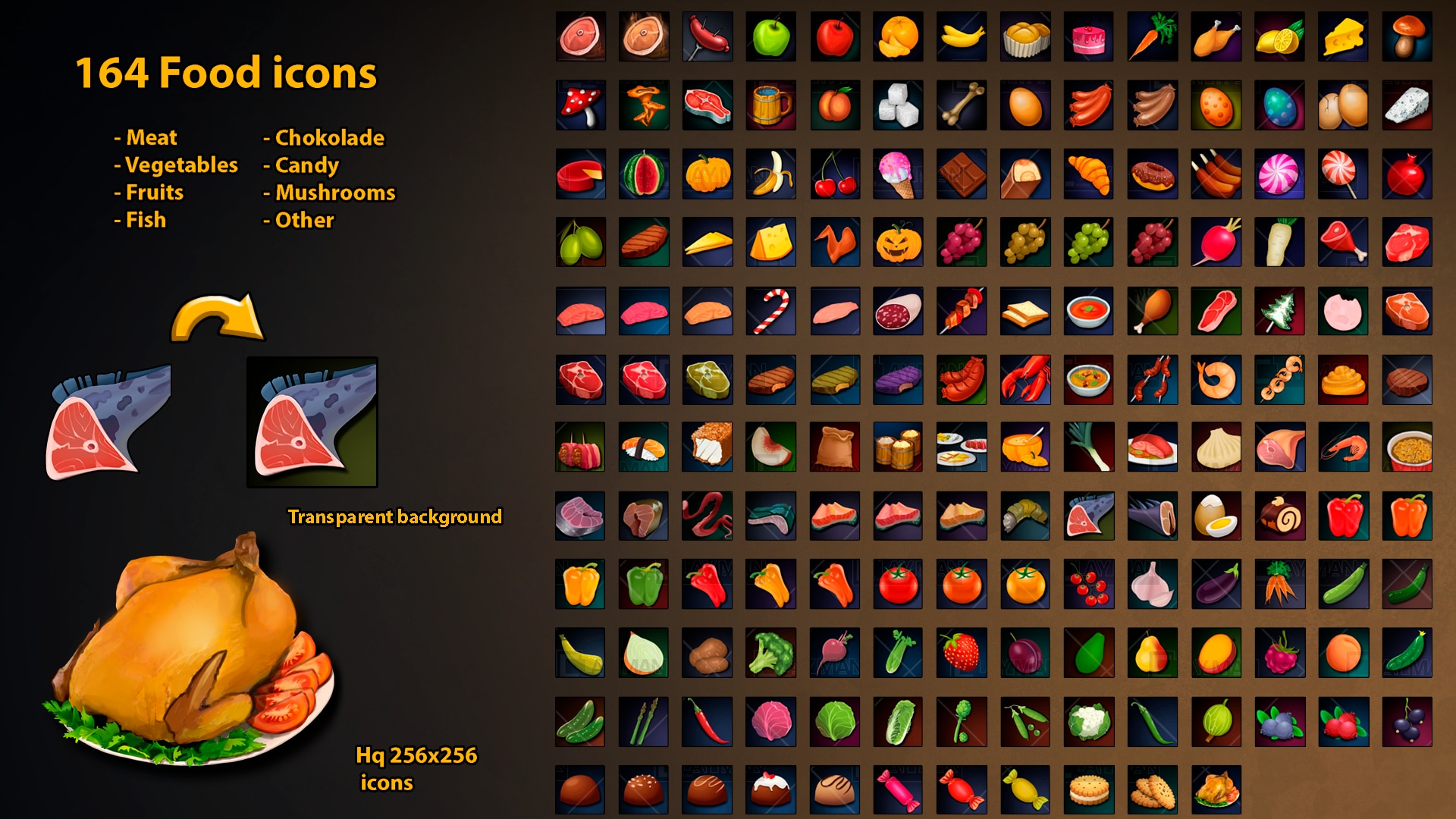 Stylized Food Icons in 2D Assets - UE Marketplace