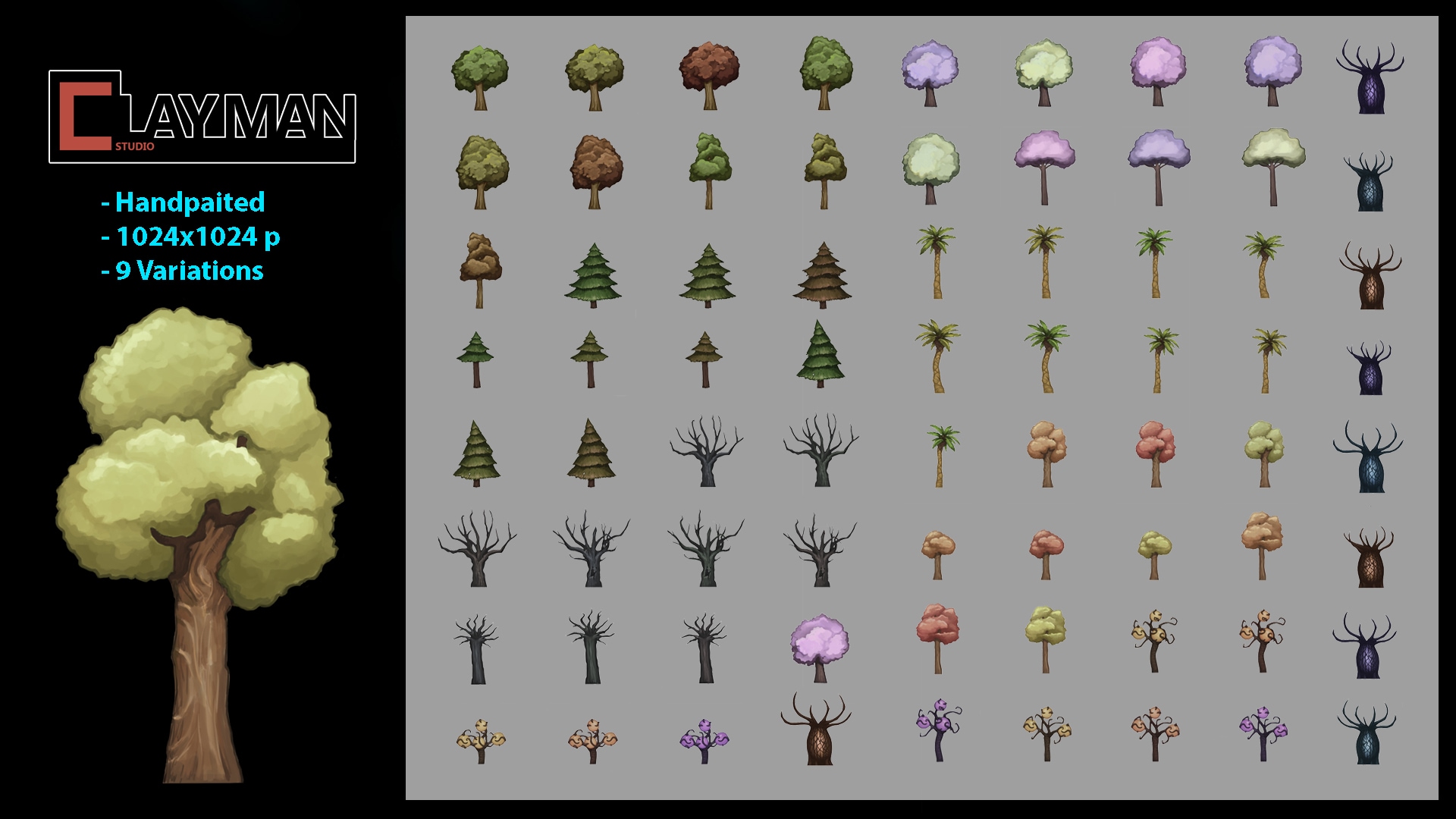 Stylized Trees in 2D Assets - UE Marketplace