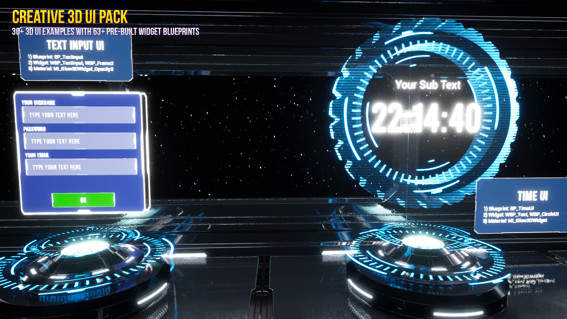 Interactive and Customizable 3D UI Pack