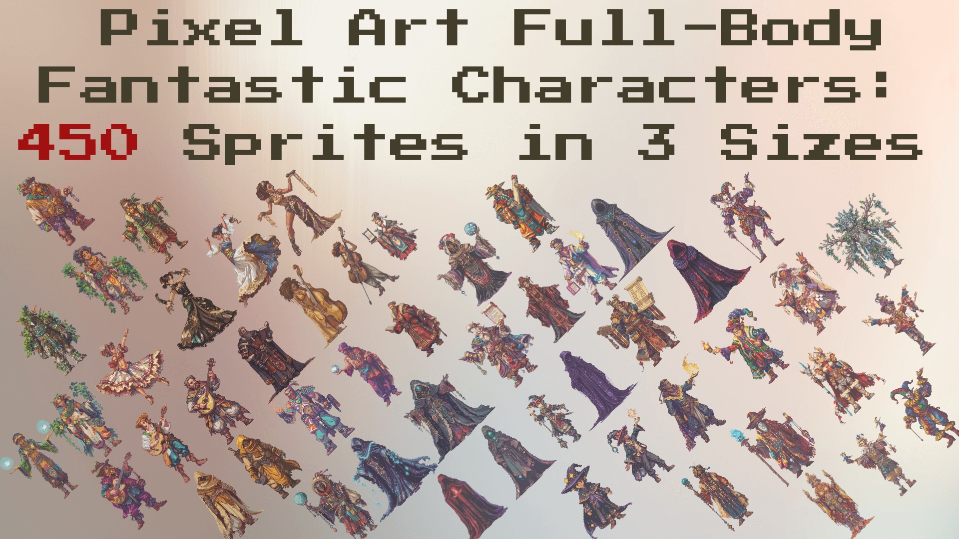 Pixel Art Full-Body FANTASTIC Characters: 450 Sprites in 3 Sizes, 카테고리 ...