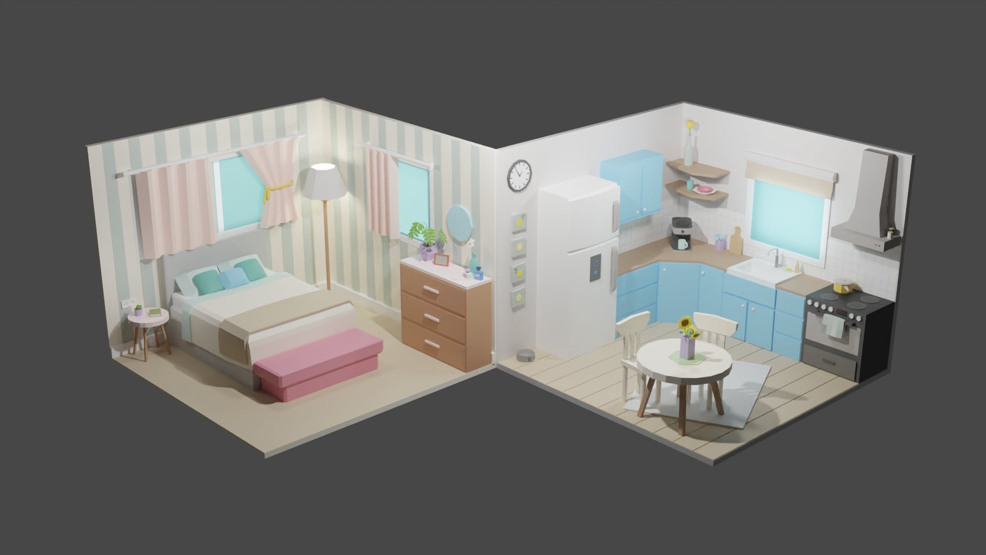 Low poly rooms / interior 2 in Props - UE Marketplace