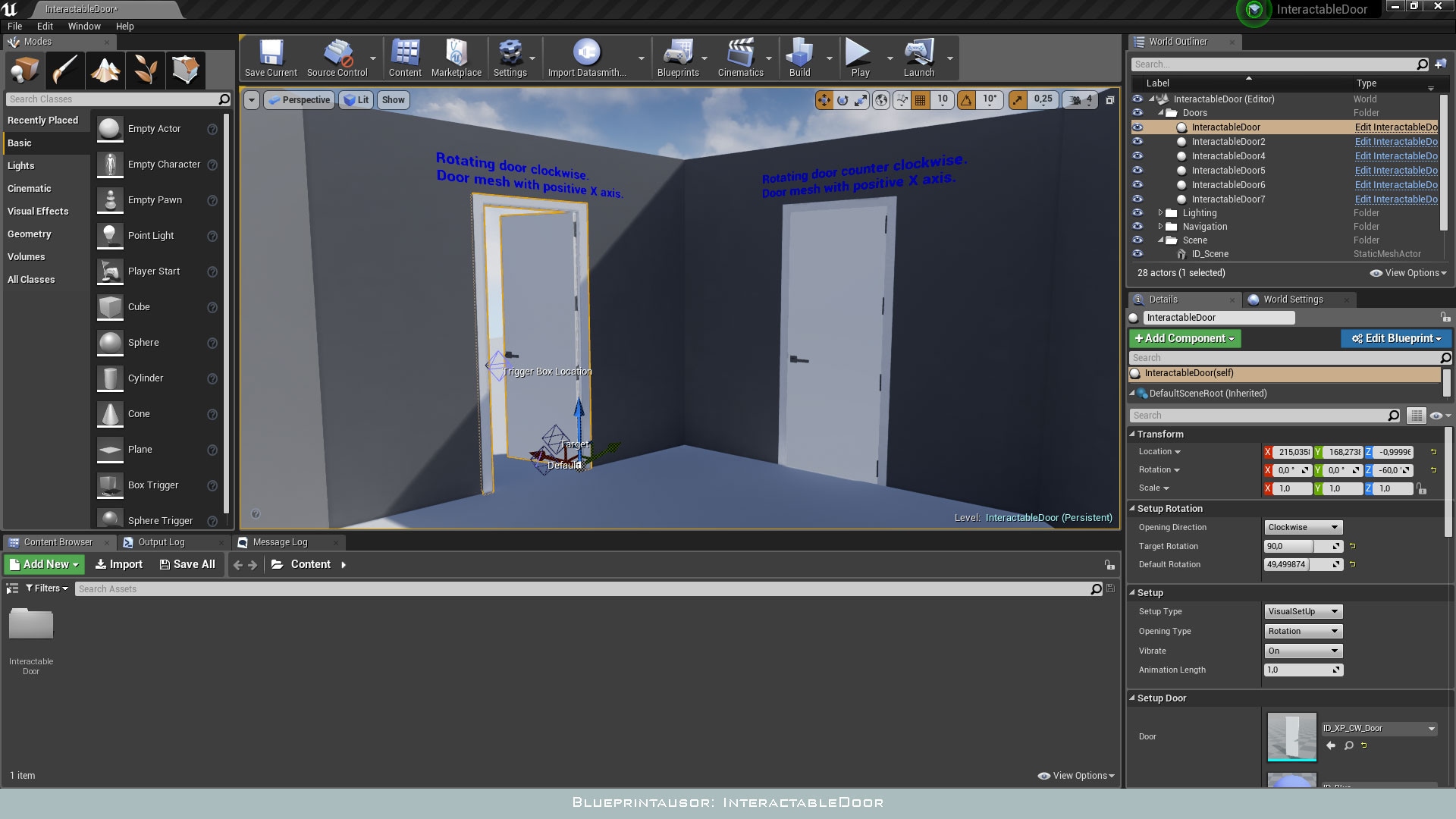 Interactable Door in Blueprints - UE Marketplace