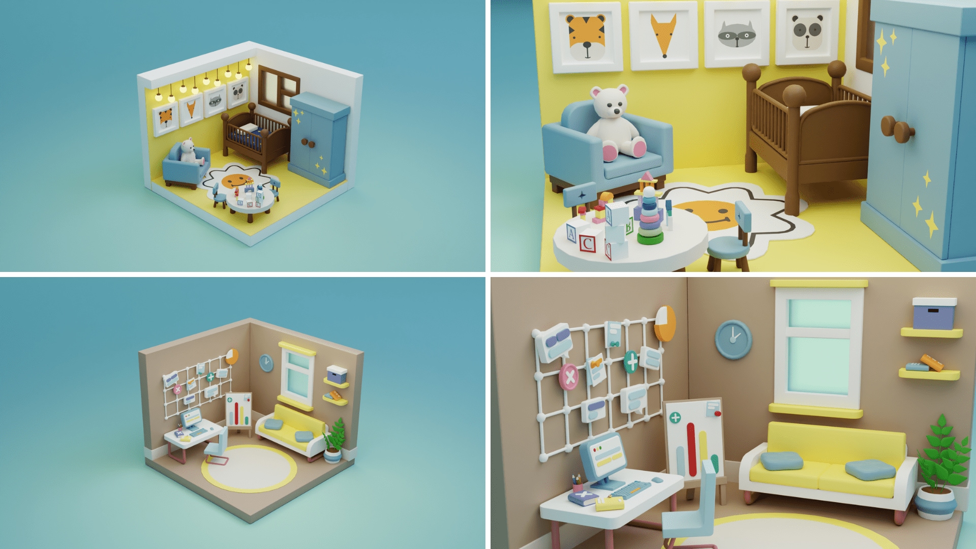 BIG PACK Cozy Cartoon Rooms Interiors in Props - UE Marketplace