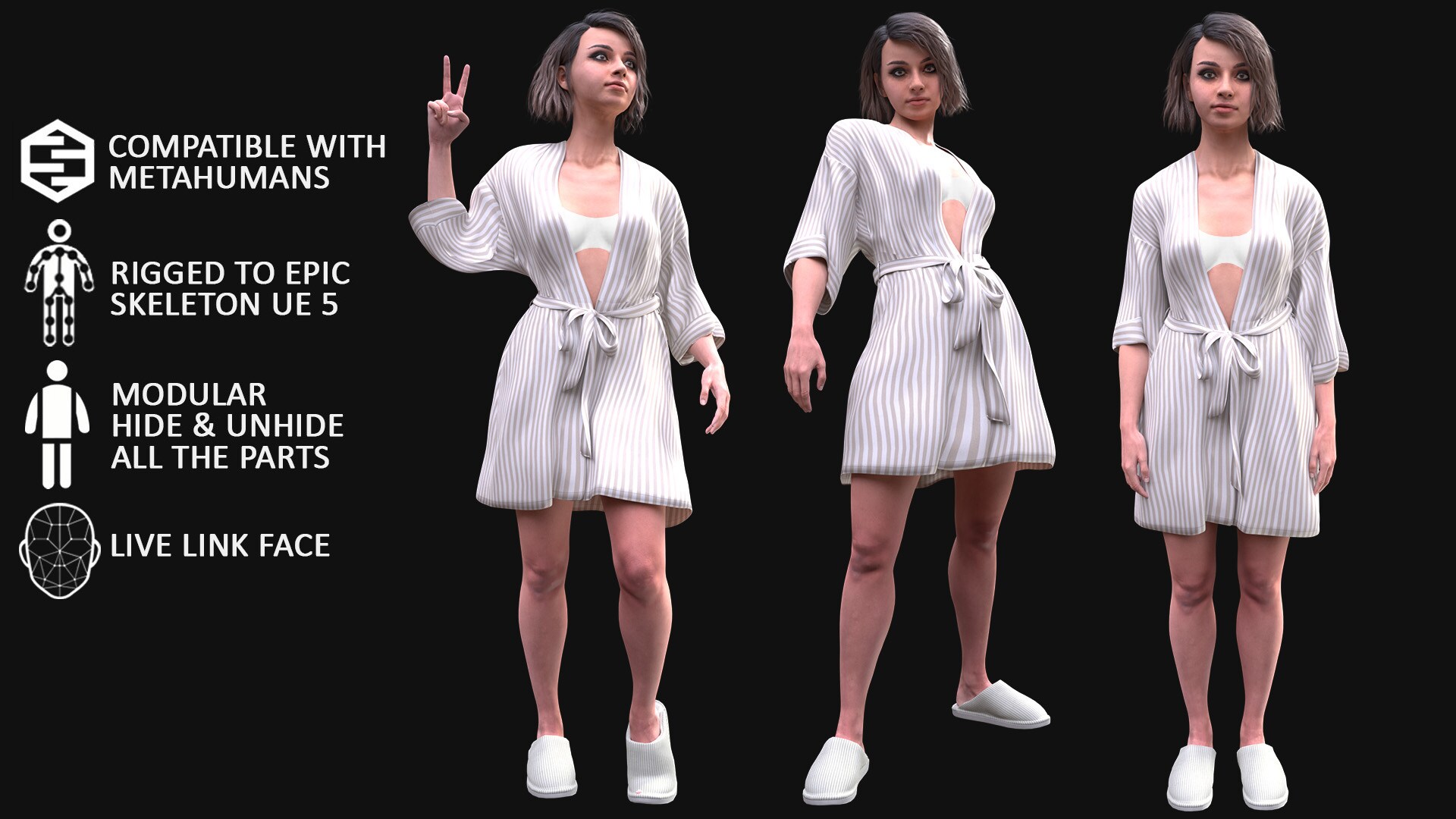 Woman Bathrobe Modular Rigged In Characters Ue Marketplace