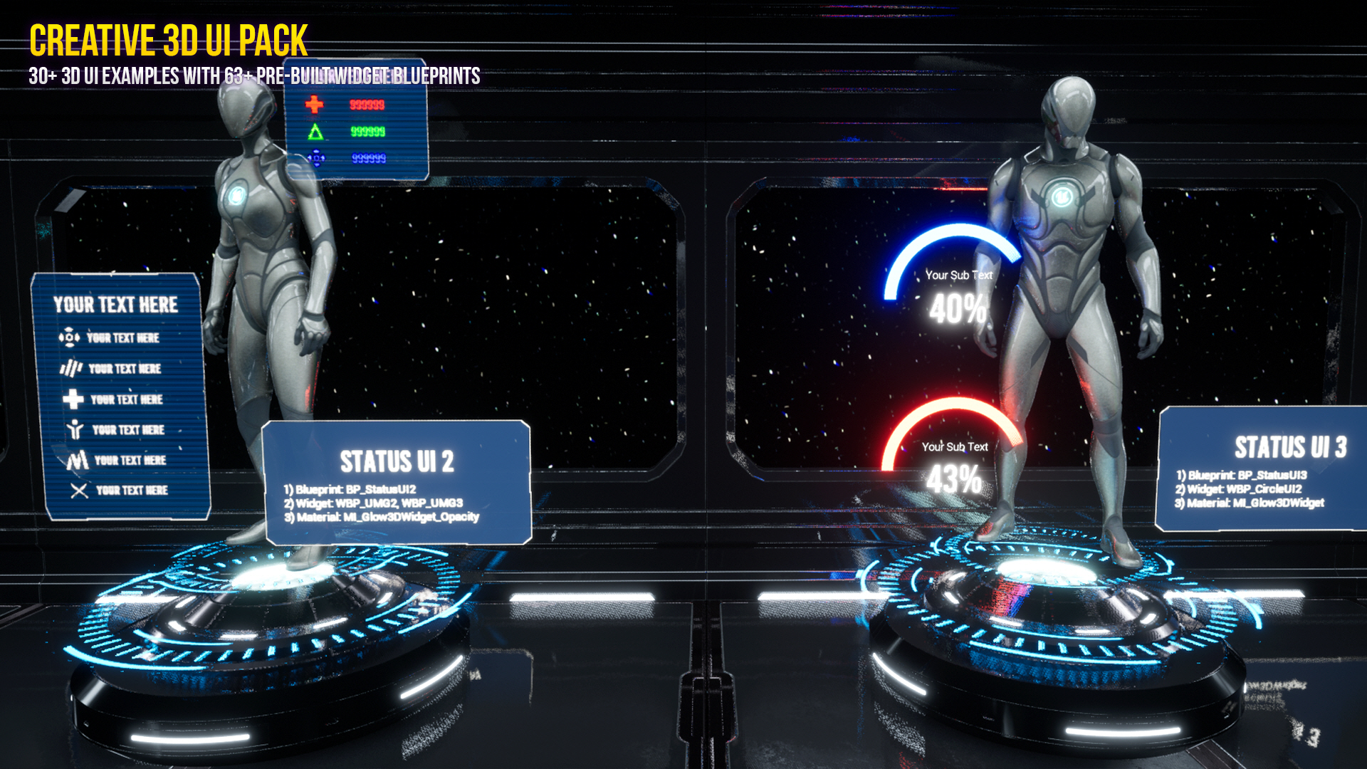 Interactive and Customizable 3D UI Pack