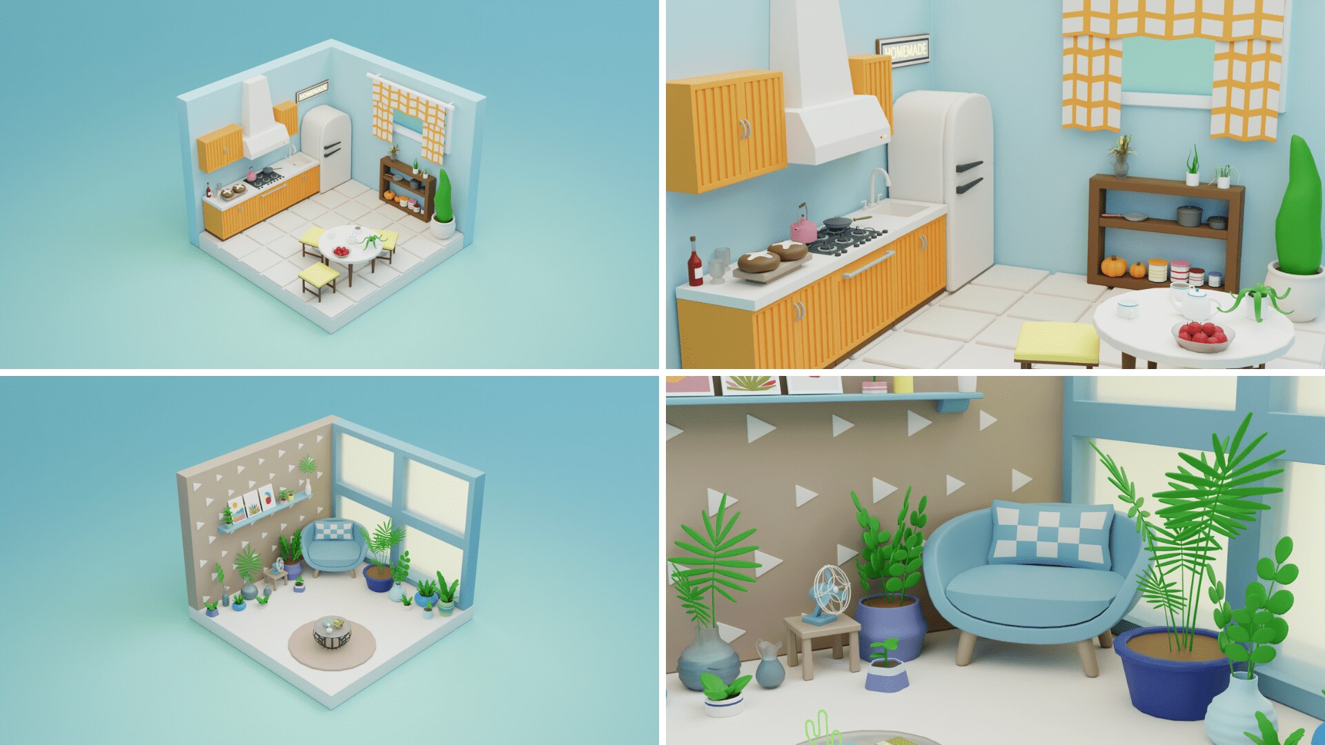 BIG PACK Cozy Cartoon Rooms Interiors in Props - UE Marketplace