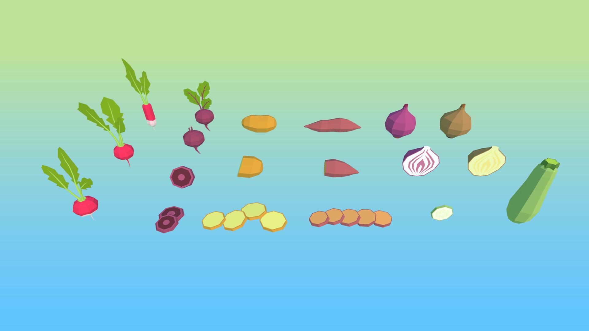 Food Pack: Low Poly Fruits & Vegetables：プロップ・小物 - UE マーケットプレイス