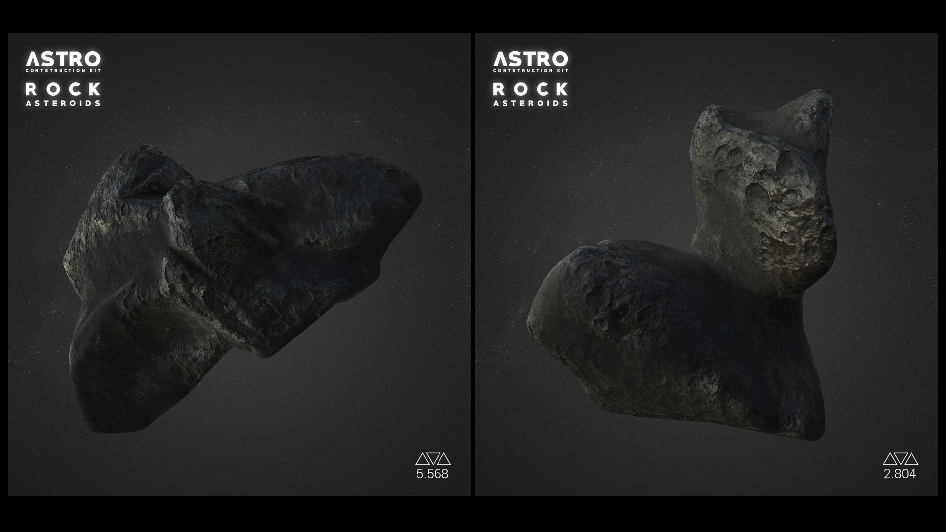 8 asteroids shape with 4 surface type ( Rock - Iron - Lava - Ice ) in ...