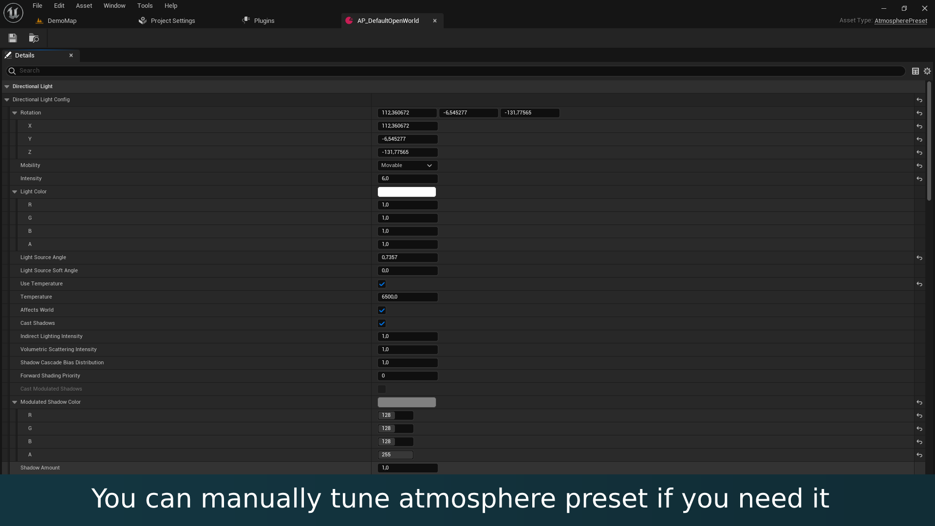 Atmosphere presets