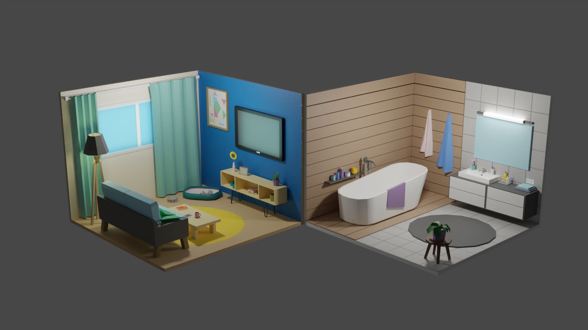 Low poly rooms / interior 2 in Props - UE Marketplace