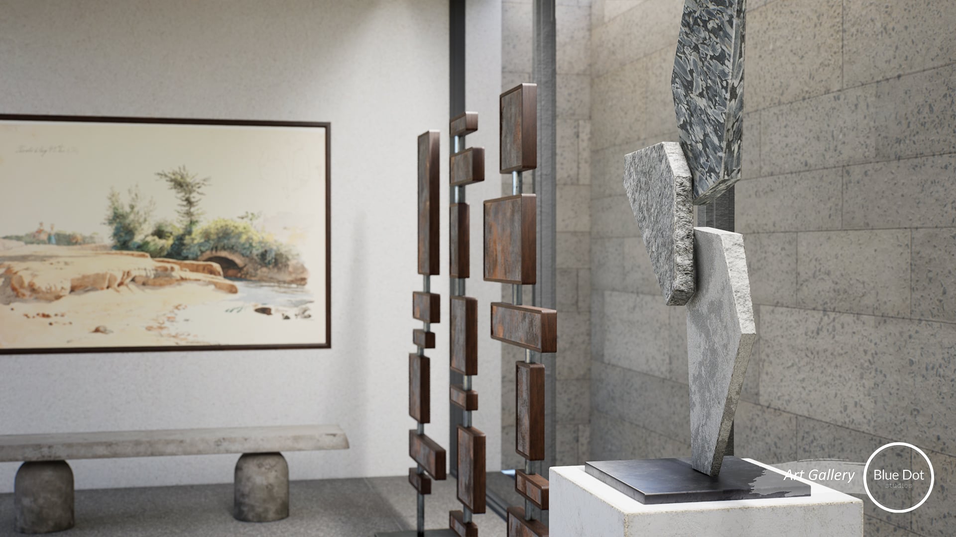 在建筑可视化创建的modular Art Gallery 虚幻引擎商城