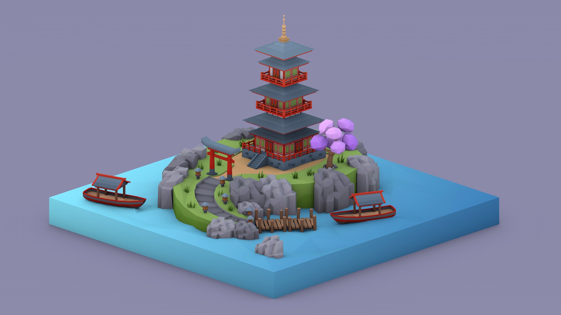 Low Poly Japanese Locations Pack, 카테고리 소품 - UE 마켓플레이스