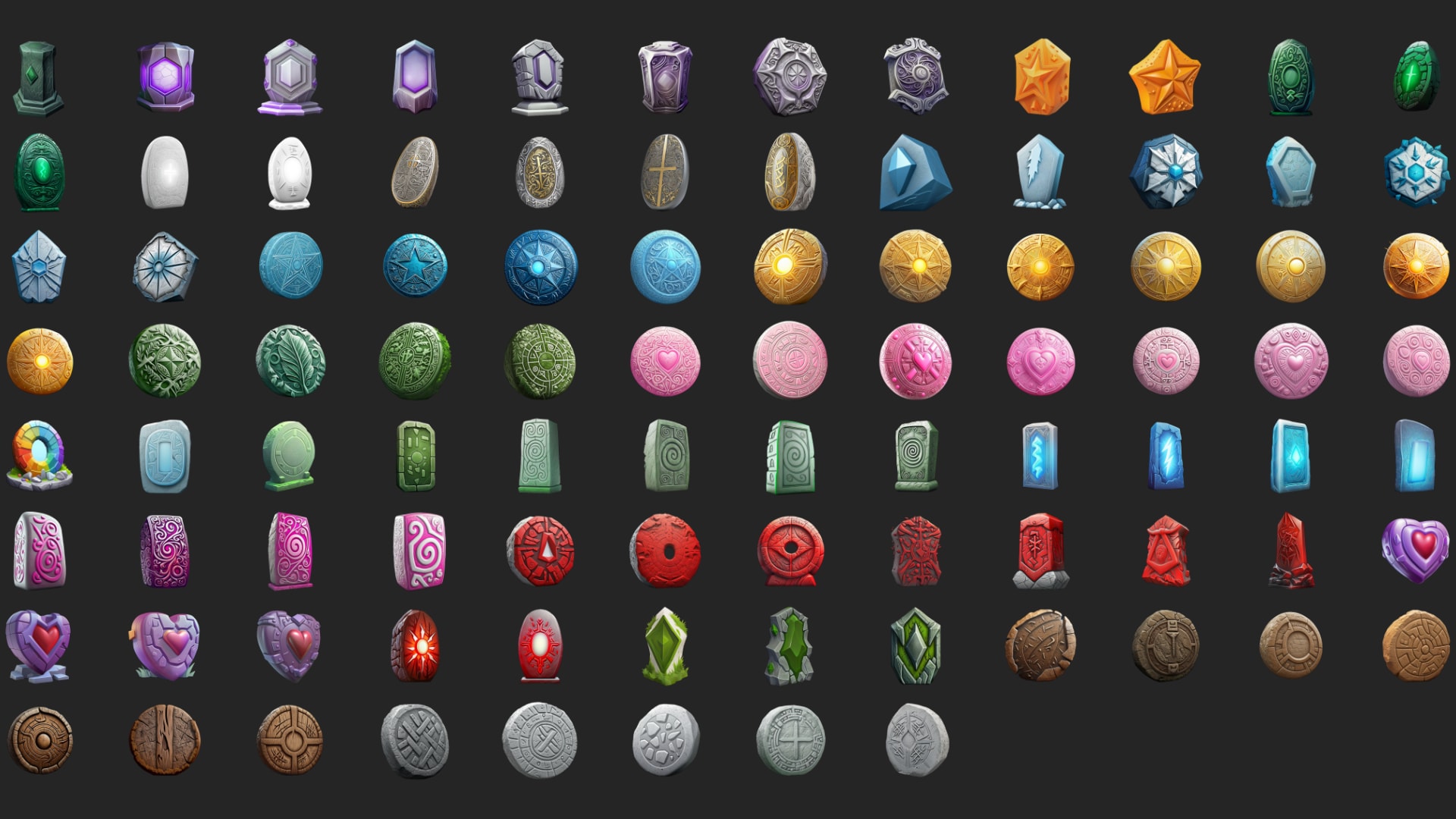 Pack of 200 runestones game icons in 2D Assets - UE Marketplace