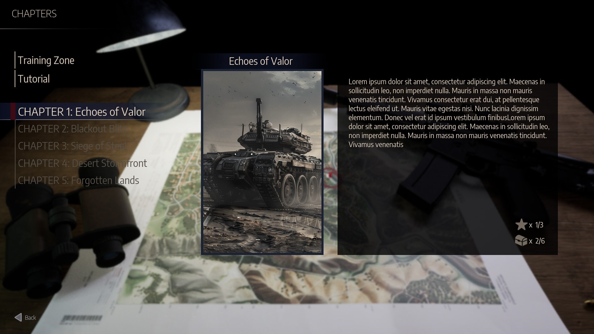 Game Main Menu - 3D UI - Gamepad - Common UI - Military Theme：ブループリント - UE マーケットプレイス