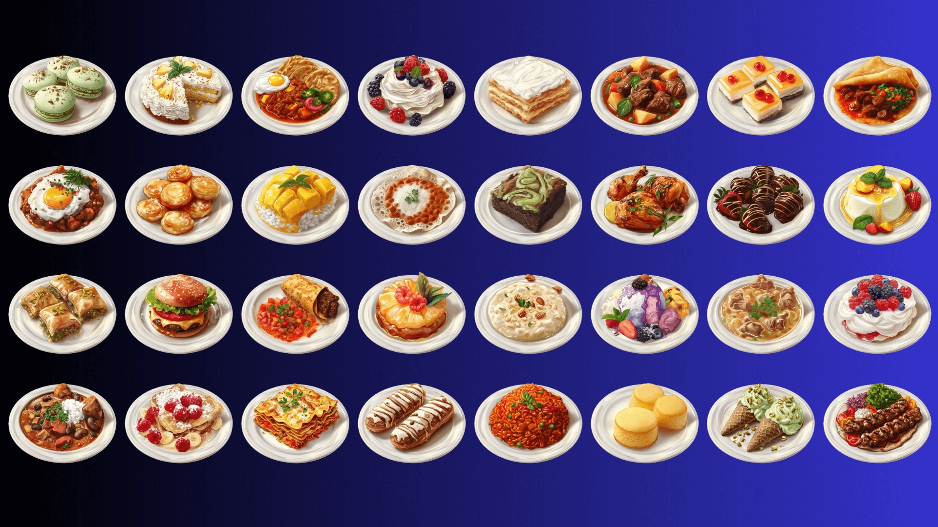 在二维资源创建的2D Food Icons - 380 Dishes Set with Transparency - 虚幻引擎商城