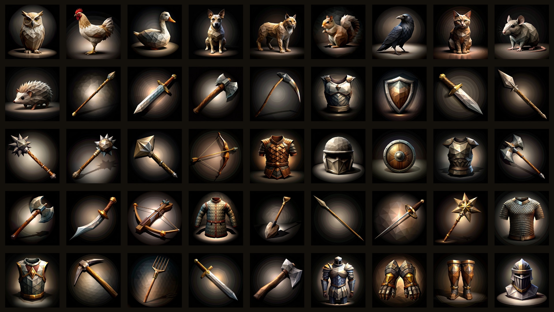 Medieval Low Poly Icon Mega Pack - 231 Icons for Fantasy and RPG Games：2Dアセット - UE マーケットプレイス