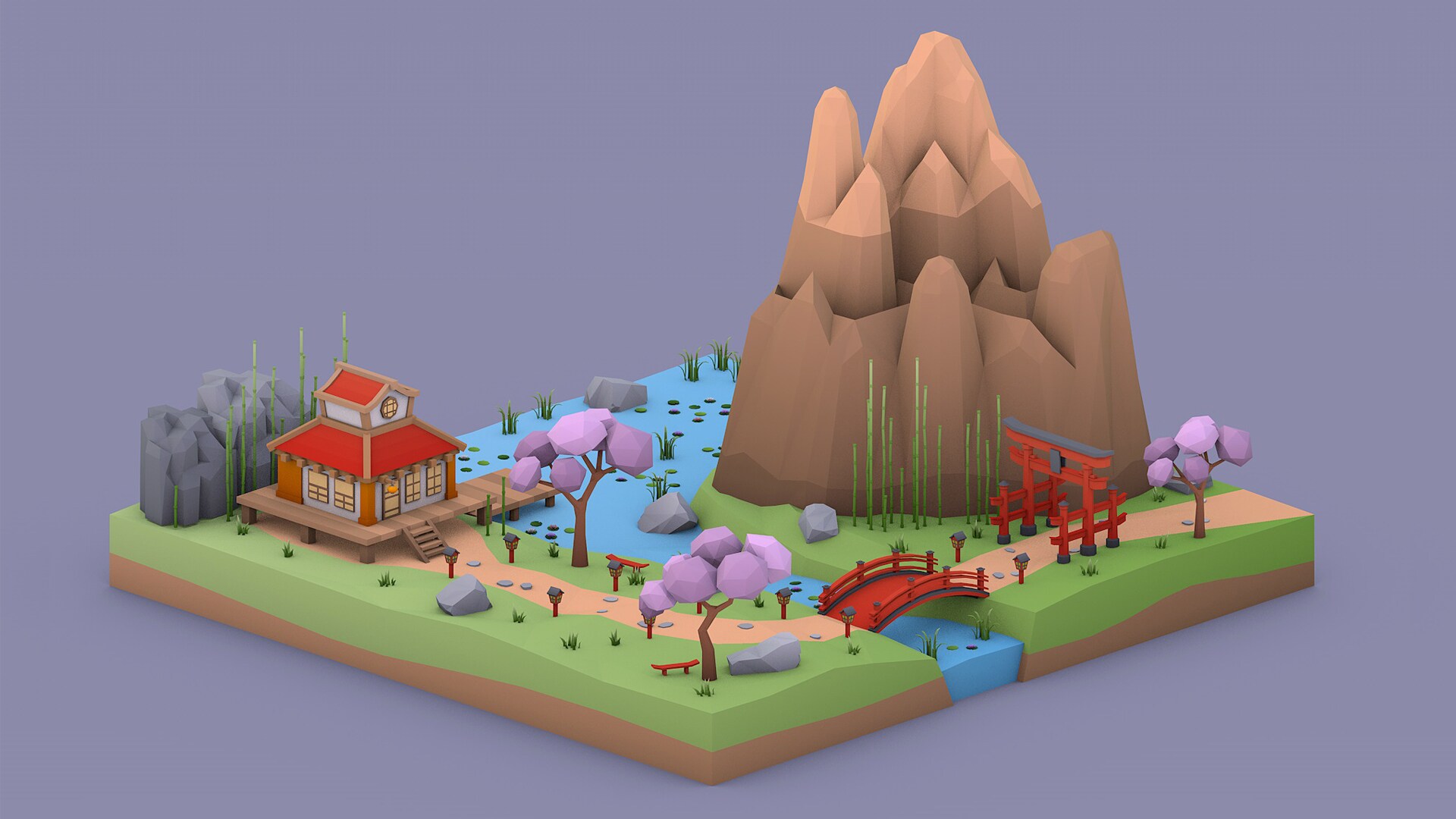 Low Poly Japanese Locations Pack, 카테고리 소품 - UE 마켓플레이스