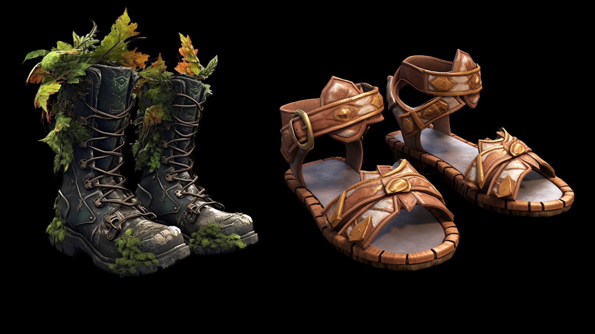 Fantasy Shoes and Boots Icons Set in 2D Assets - UE Marketplace