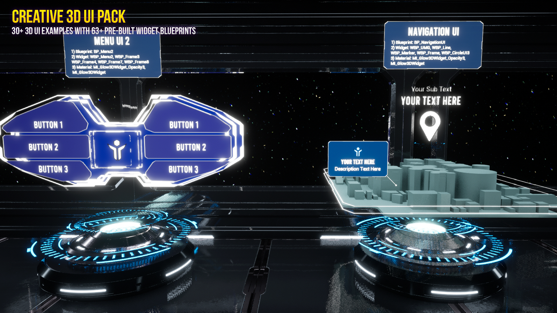 Interactive and Customizable 3D UI Pack