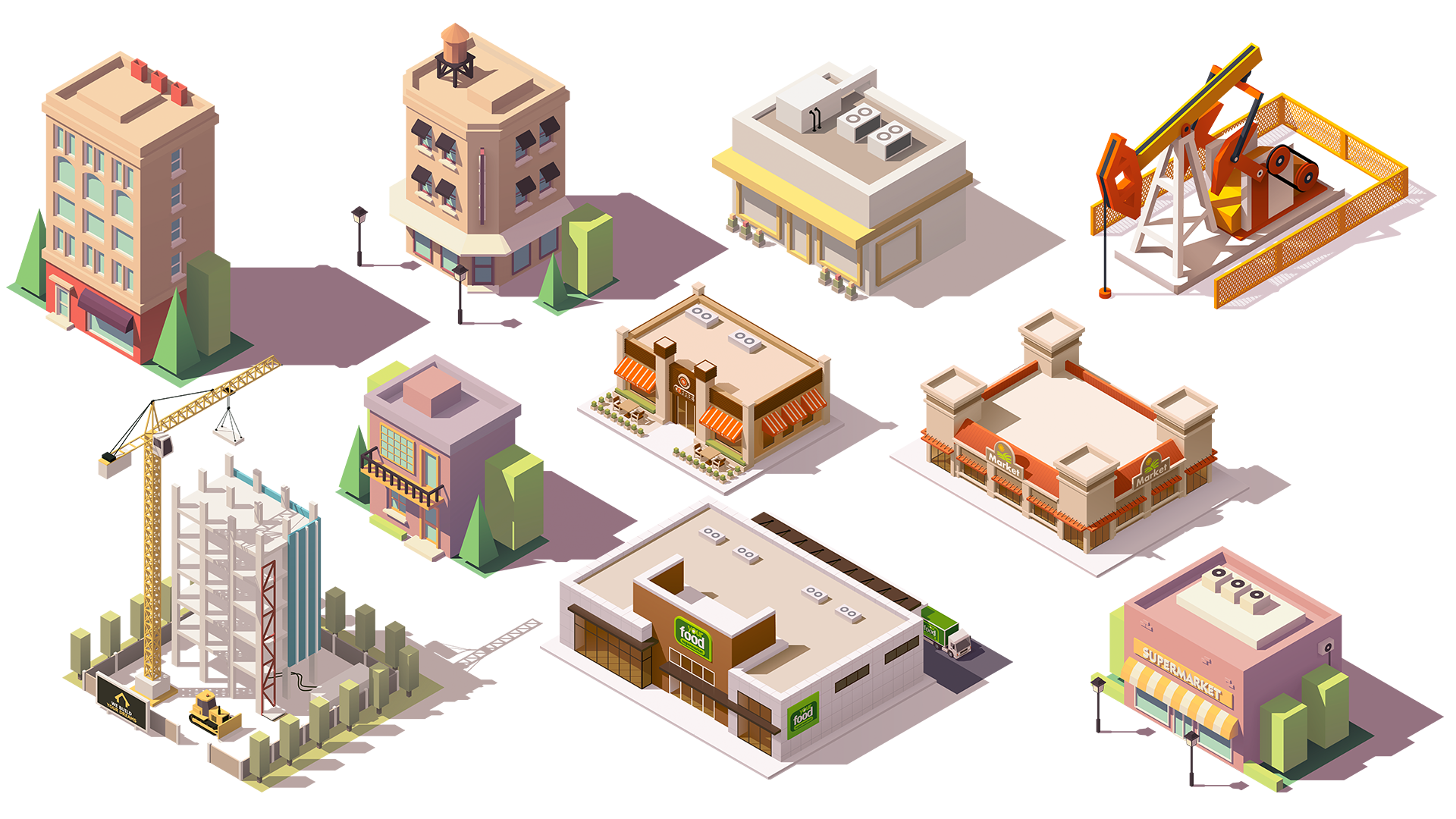 Paper2d Isometric Buildings Part 1 In 2d Assets Ue Marketplace