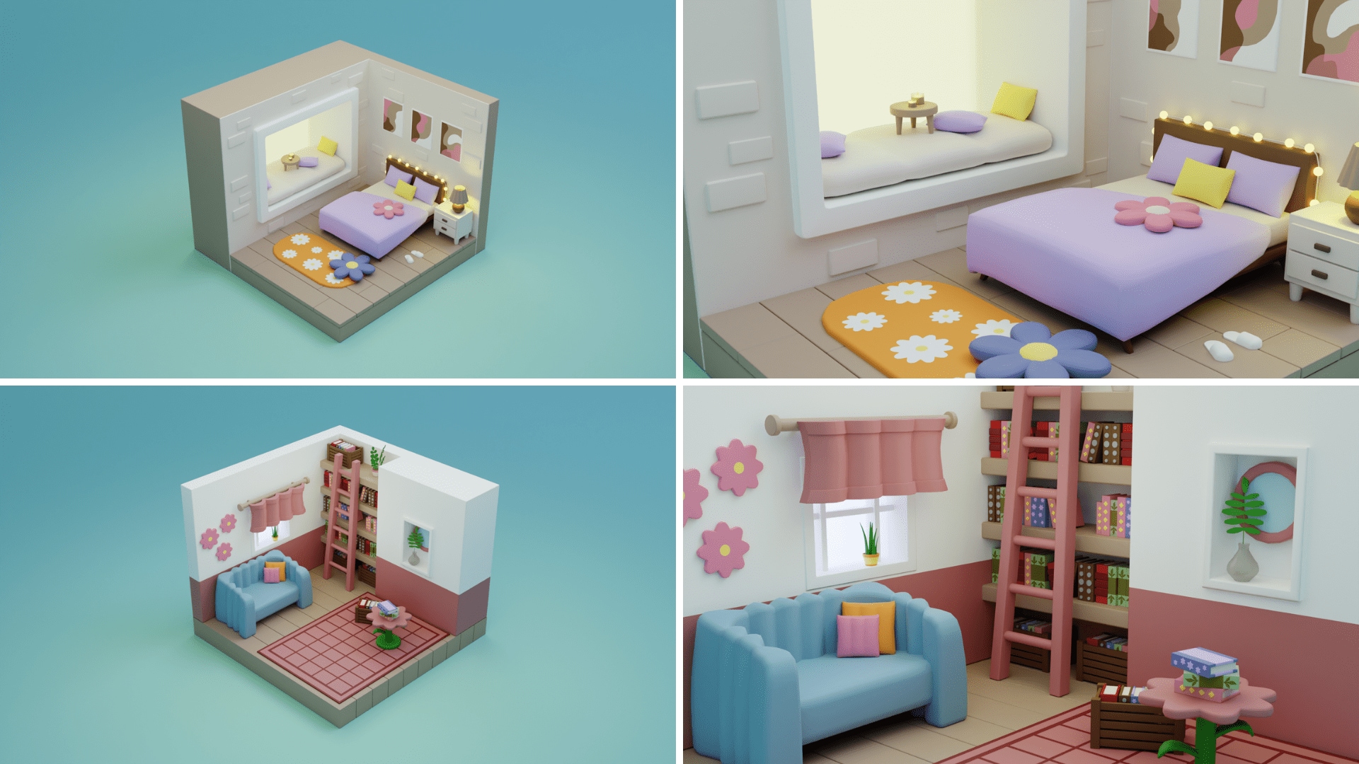 BIG PACK Cozy Cartoon Rooms Interiors in Props - UE Marketplace