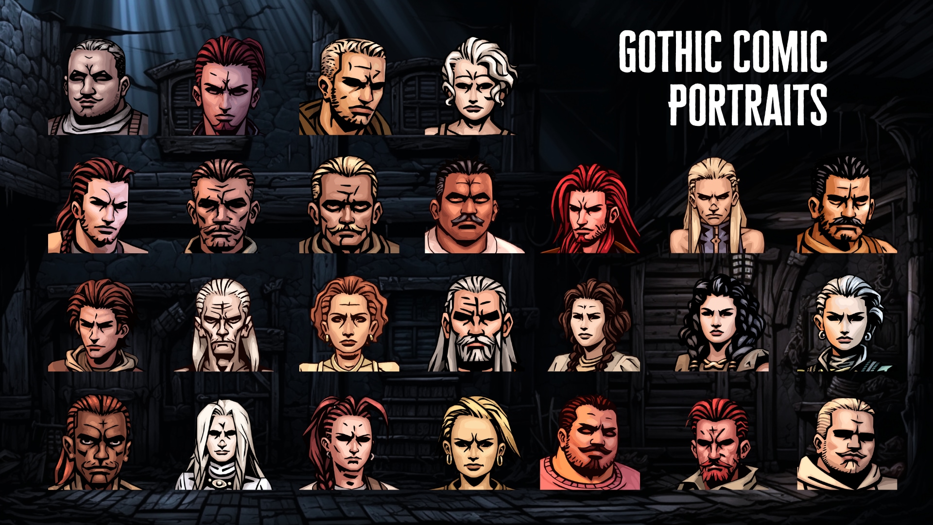 Gothic Comic-Style NPC Portraits - 197 Transparent Background Portraits ...