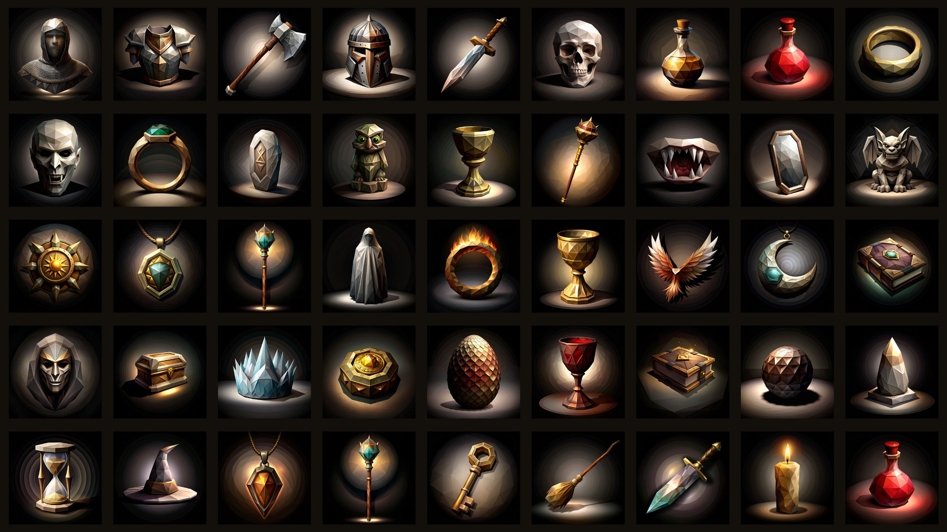 Medieval Low Poly Icon Mega Pack - 231 Icons for Fantasy and RPG Games：2Dアセット - UE マーケットプレイス