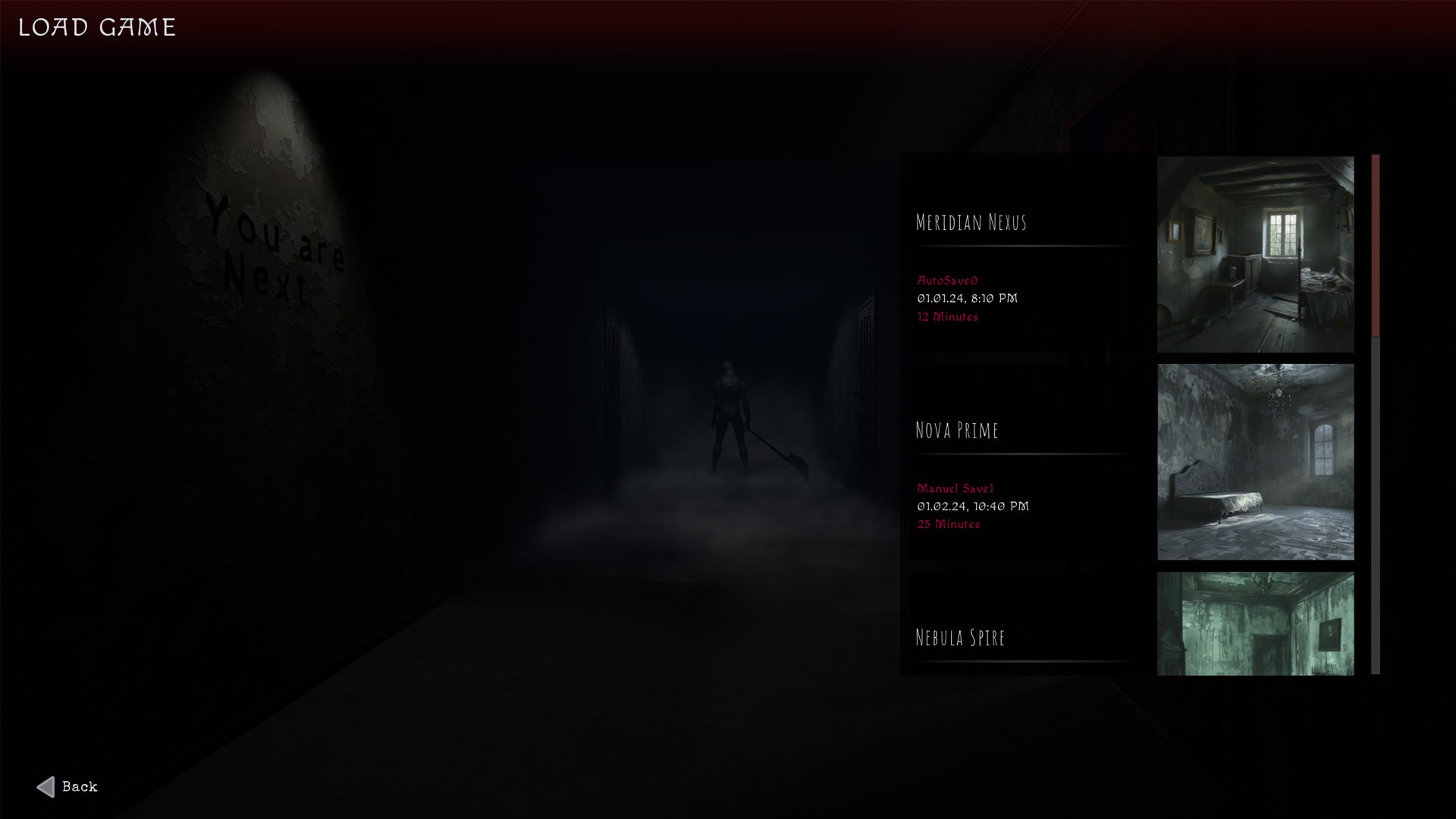 在蓝图创建的Game Main Menu - 3D UI - Gamepad - Common UI - Horror Theme - 虚幻引擎商城