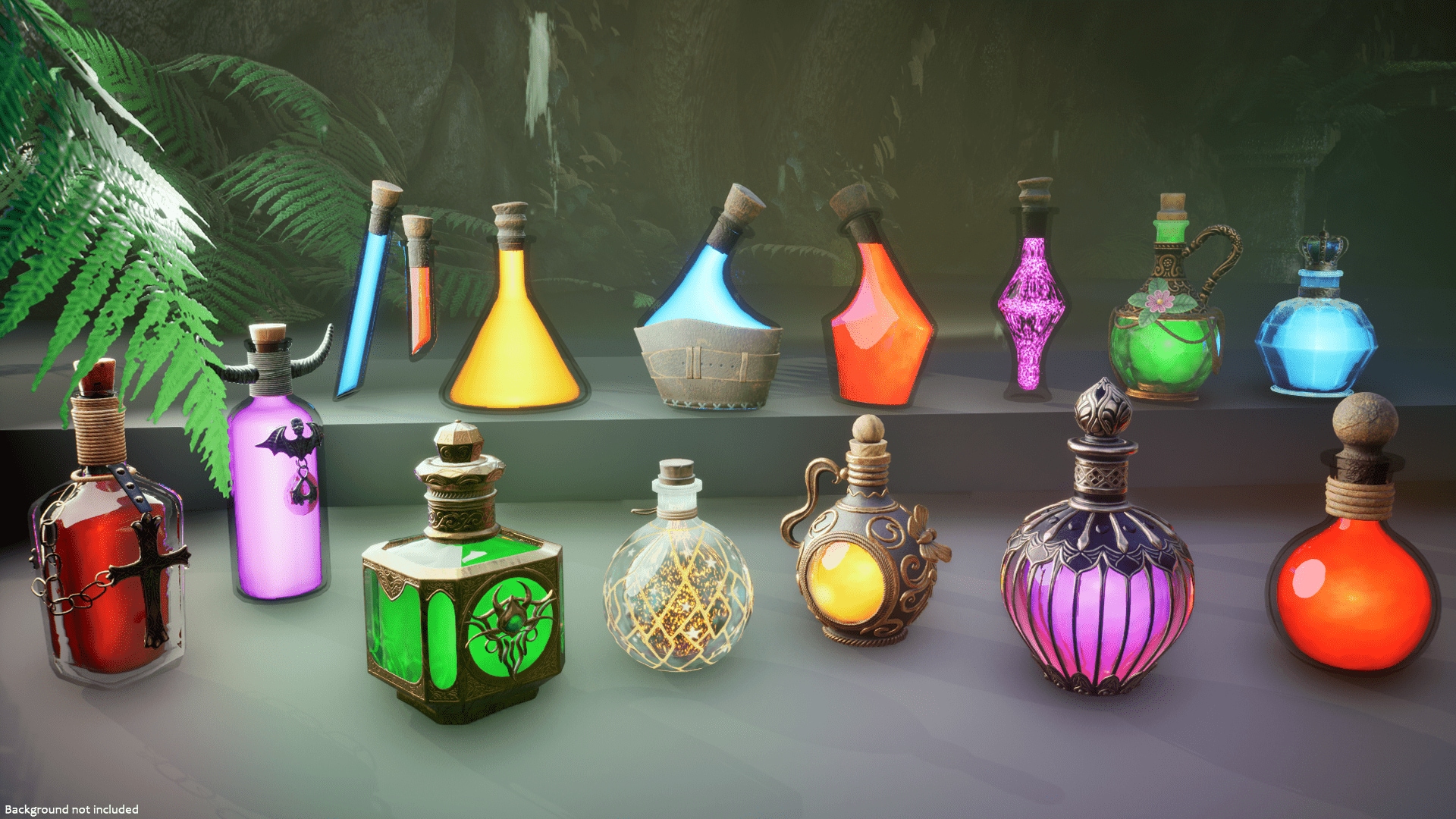 15 Mystical Potions w/animated liquids + drinking in Props - UE Marketplace