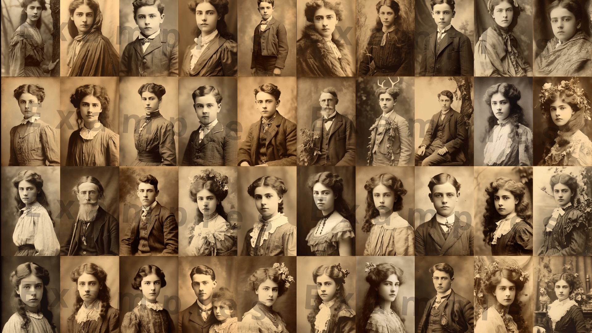 在二维资源创建的Vintage Photo Collection - 427 Portraits, Authentic Old-style ...