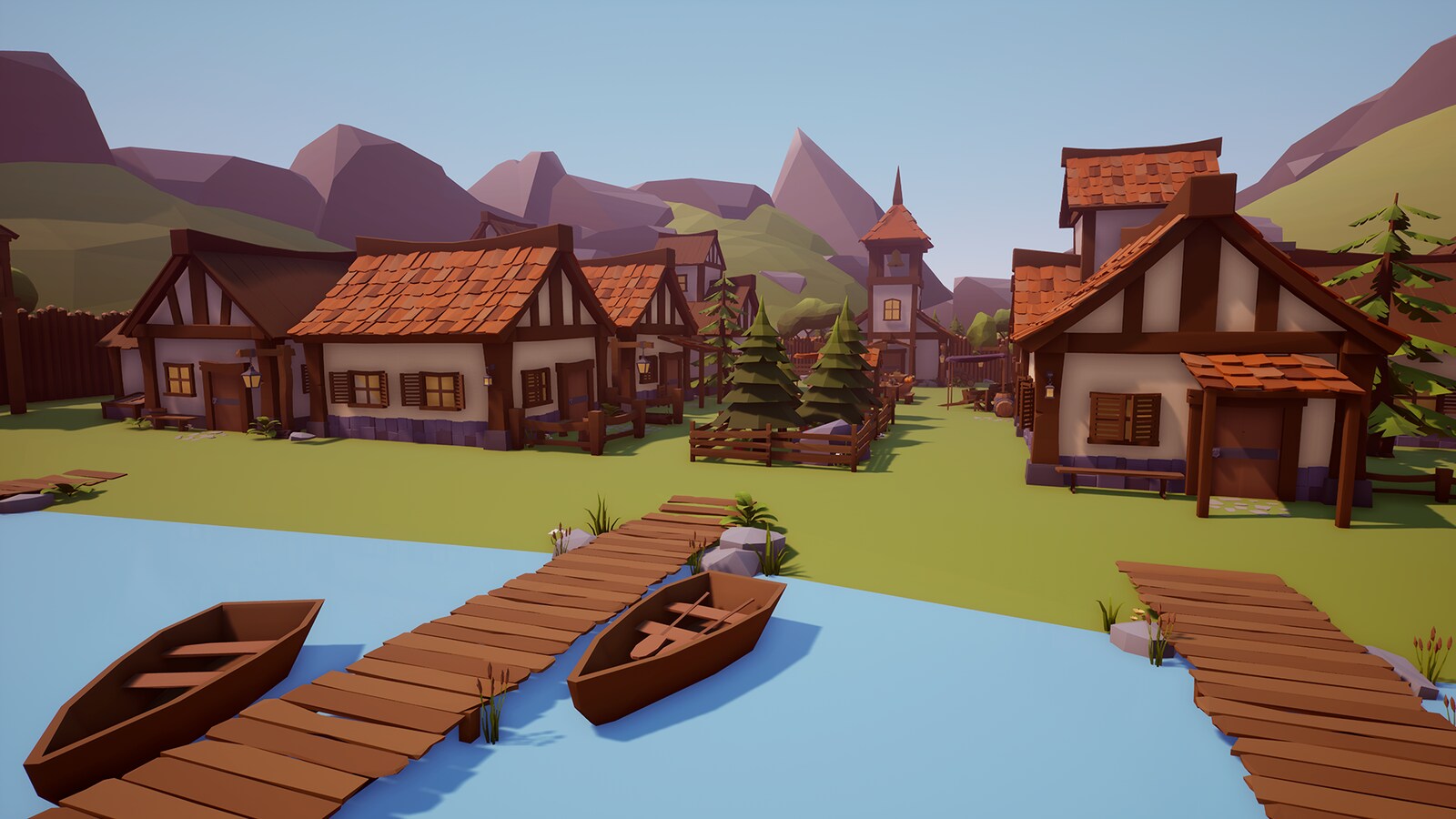Low Poly Village in Environments - UE Marketplace