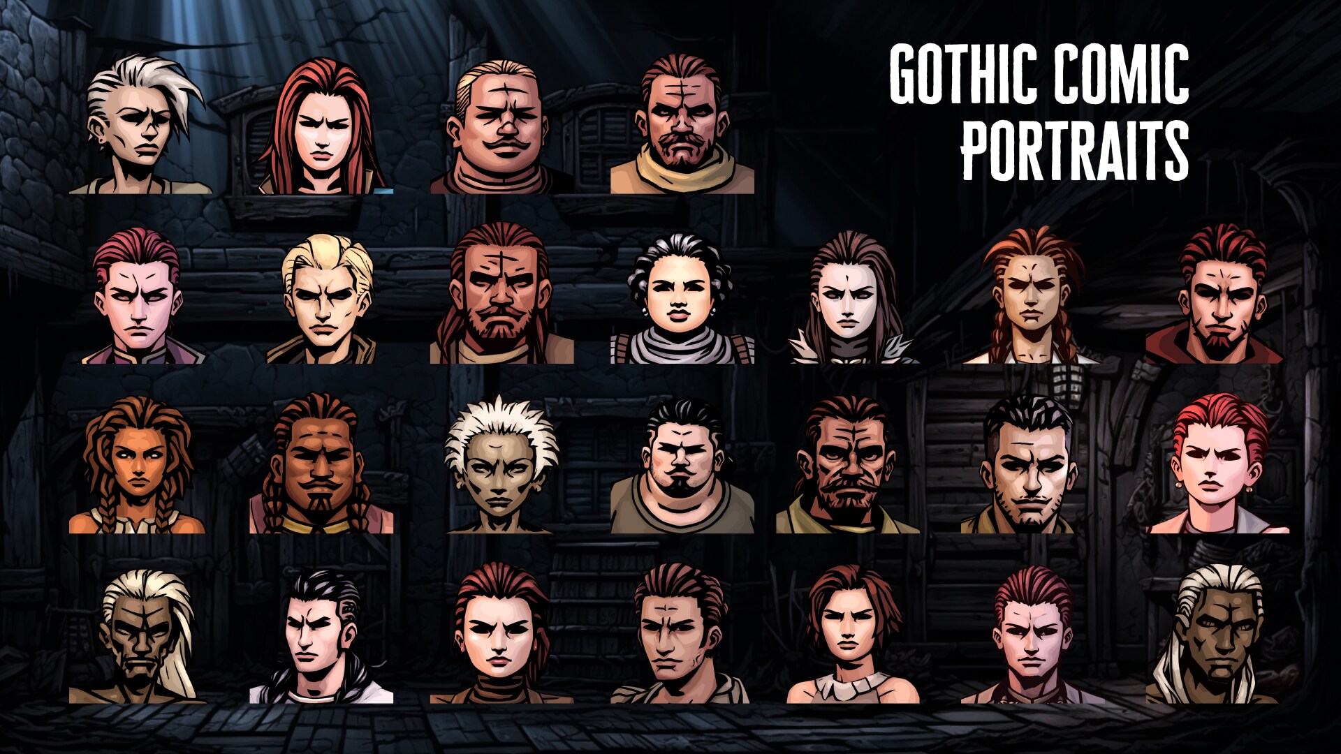 Gothic Comic-Style NPC Portraits - 197 Transparent Background Portraits ...