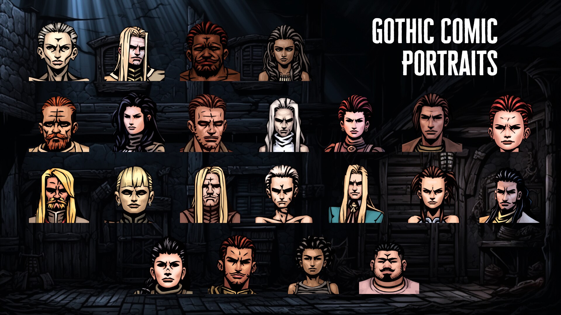 Gothic Comic-Style NPC Portraits - 197 Transparent Background Portraits ...