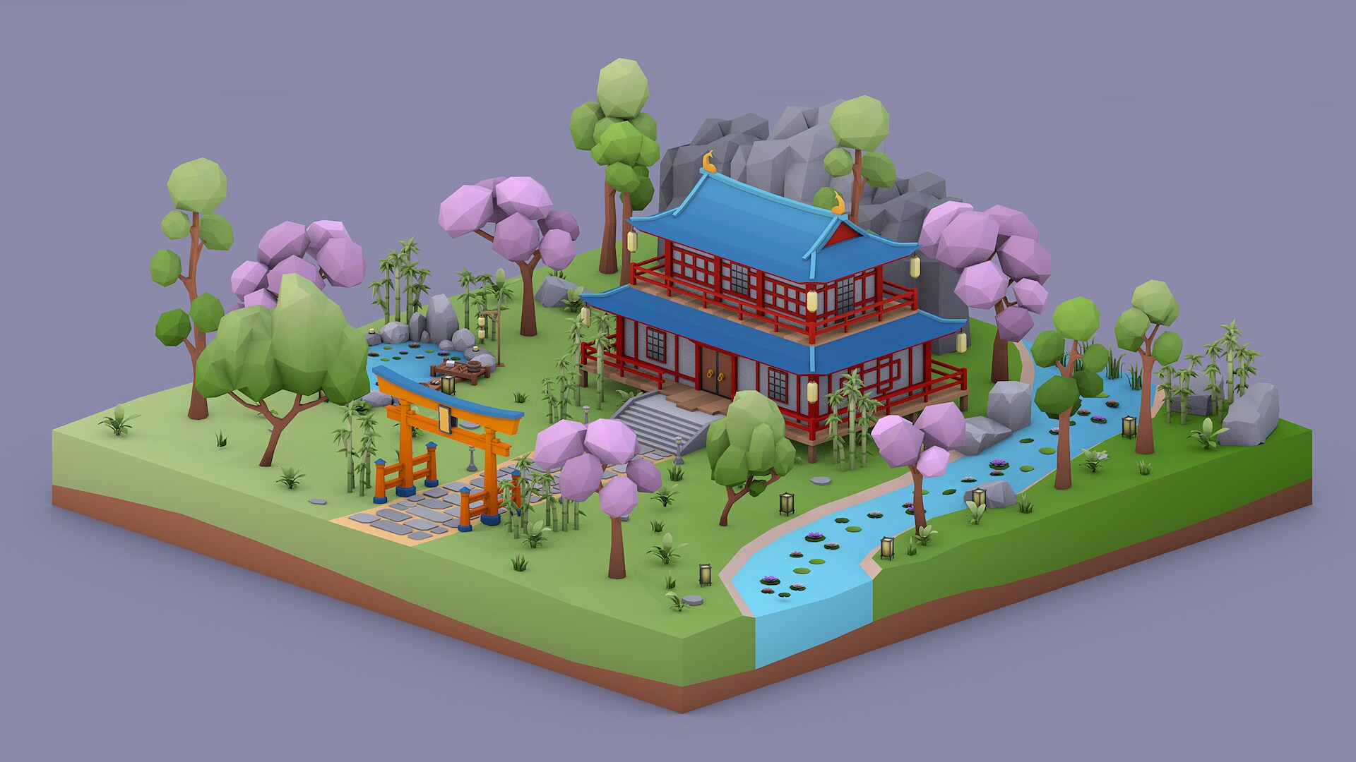 Low Poly Japanese Locations Pack, 카테고리 소품 - UE 마켓플레이스