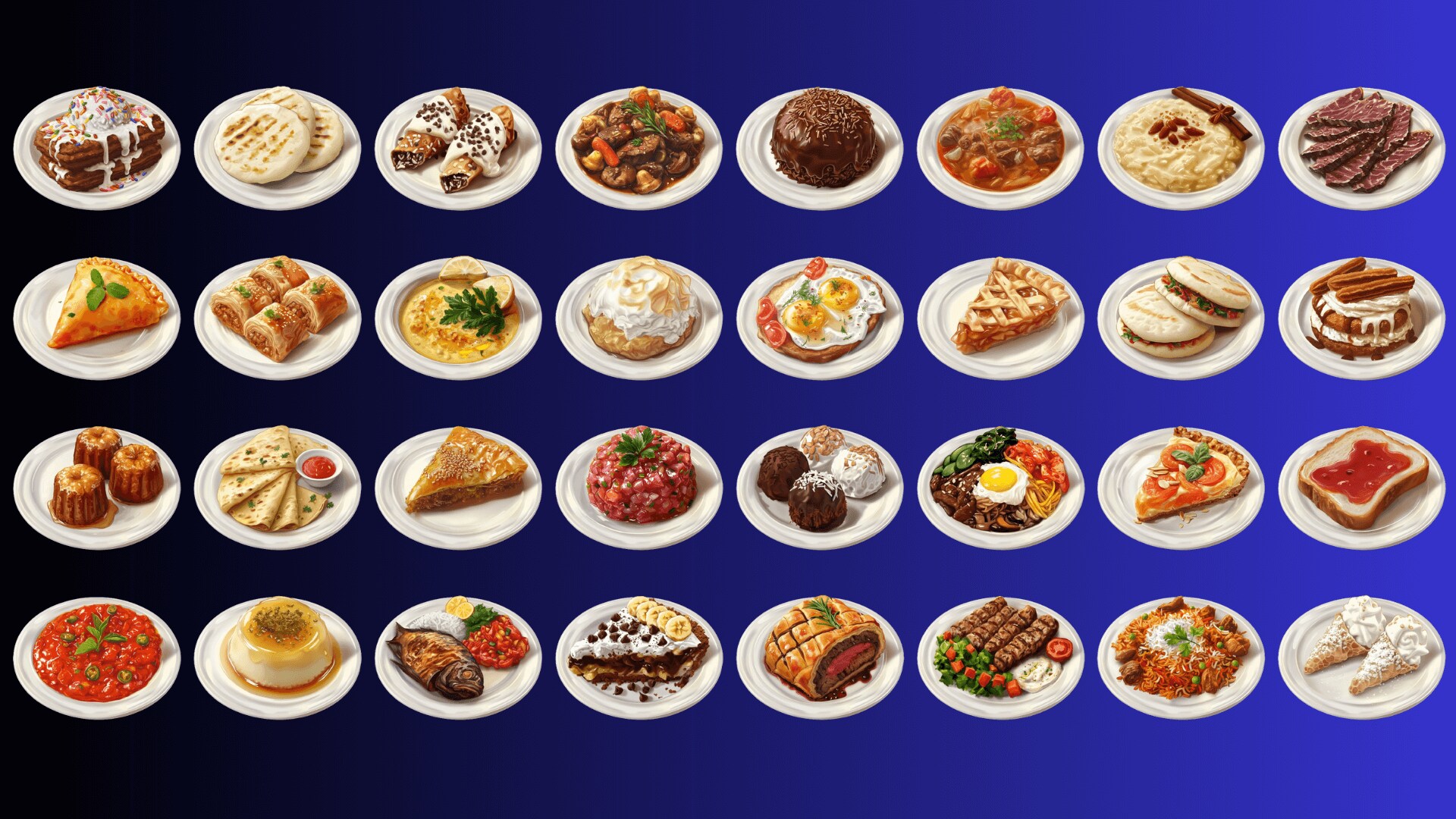在二维资源创建的2D Food Icons - 380 Dishes Set with Transparency - 虚幻引擎商城